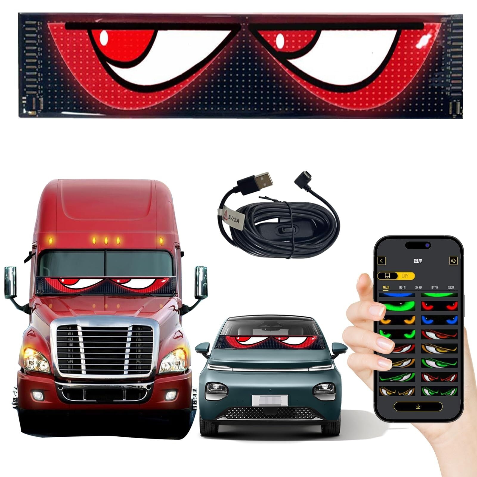 Devil Eyes Light for Windshield,Programmable Car LED Devil Eye ...
