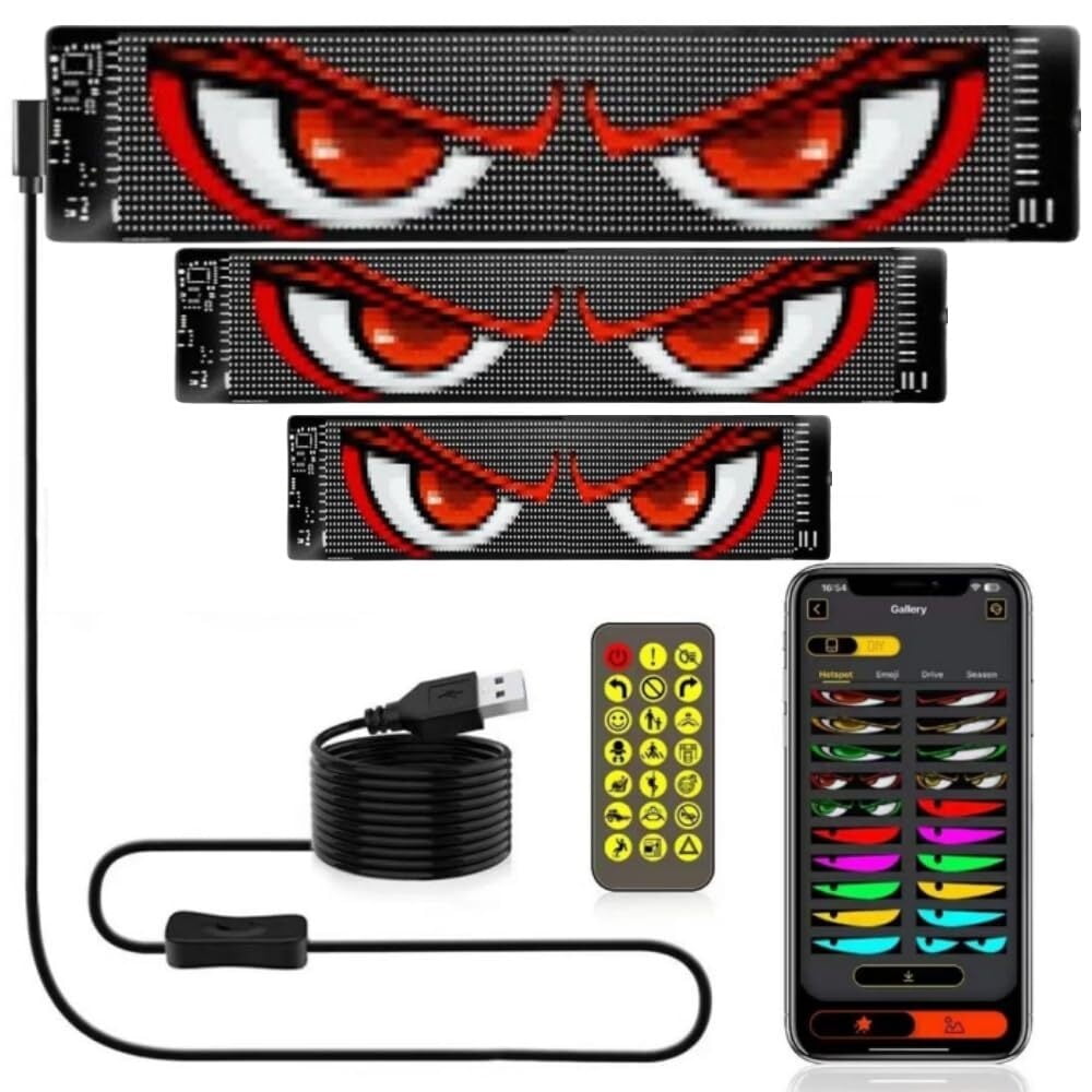 Devil Eyes Light for Cars, Programmable Flexible Car Window Screen LED ...