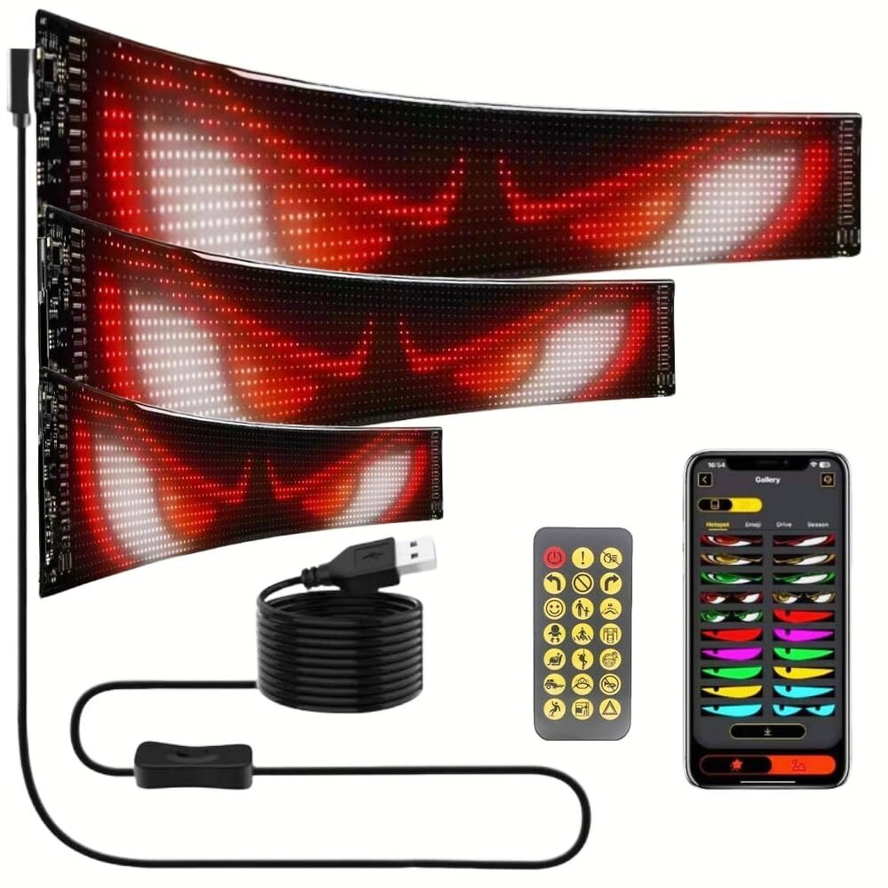Devil Eyes Light for Cars, Programmable Flexible Car Window Screen LED ...