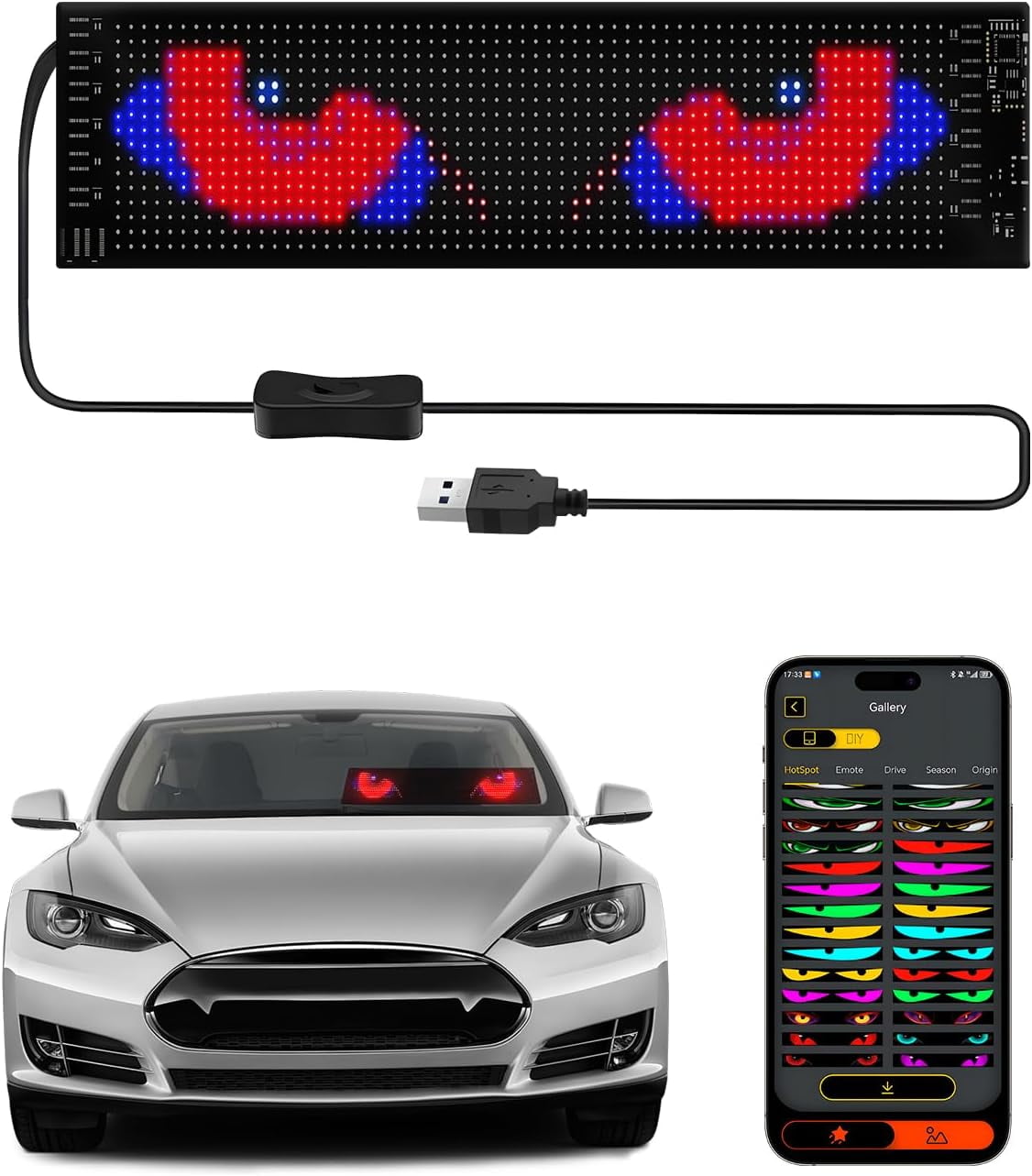 Devil Eyes Light for Windshield Programmable Eyes Animation for , 14" x ...