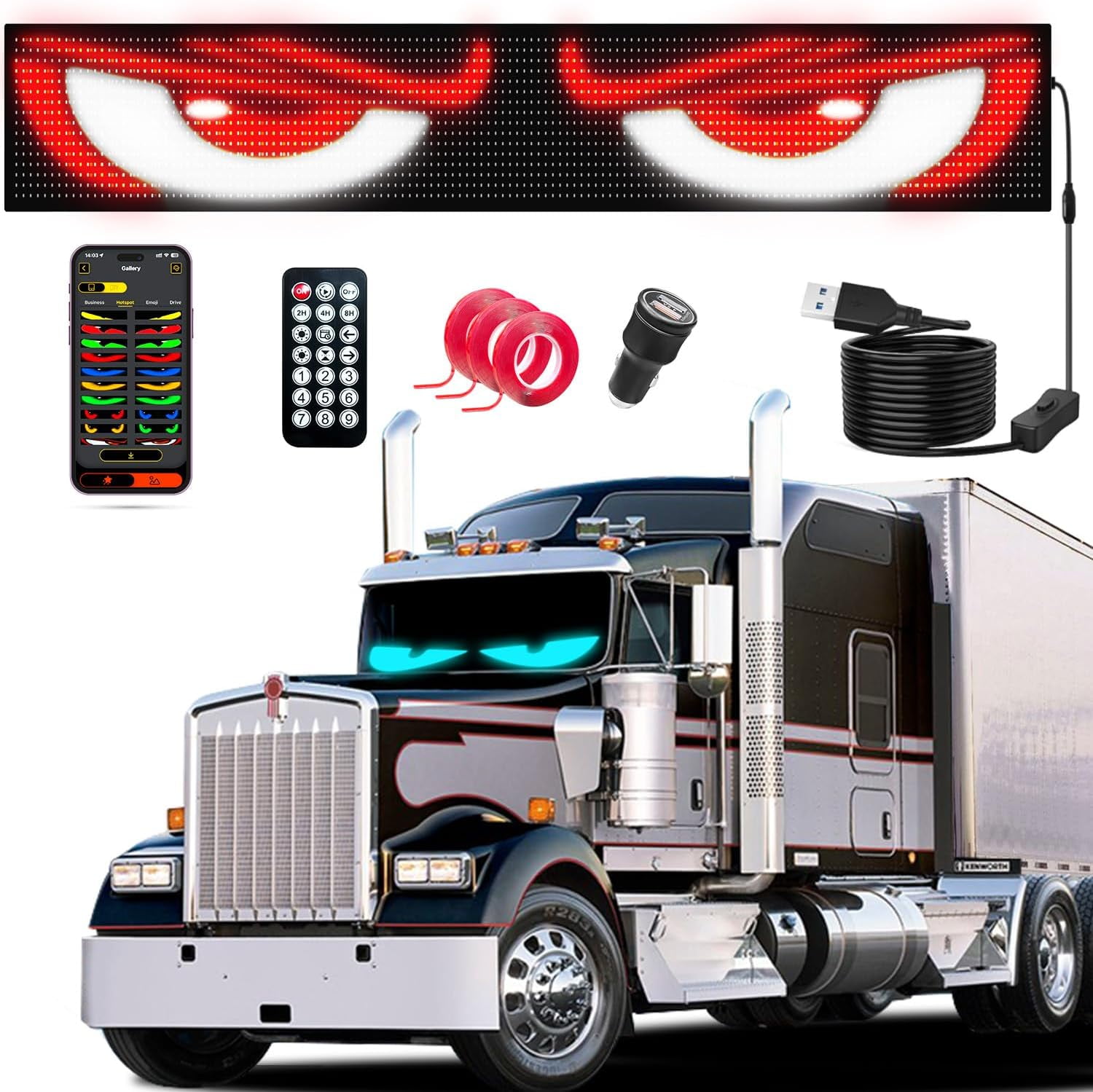 Devil Eyes for Windshield, Extra-Large 52.3"x7.5" 1 count Eye Animated ...