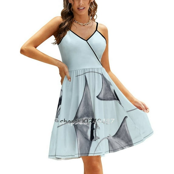 Devil Fish-Manta Ray ( Mobula Mobular ) Square Neck Dress Sweet Summer ...