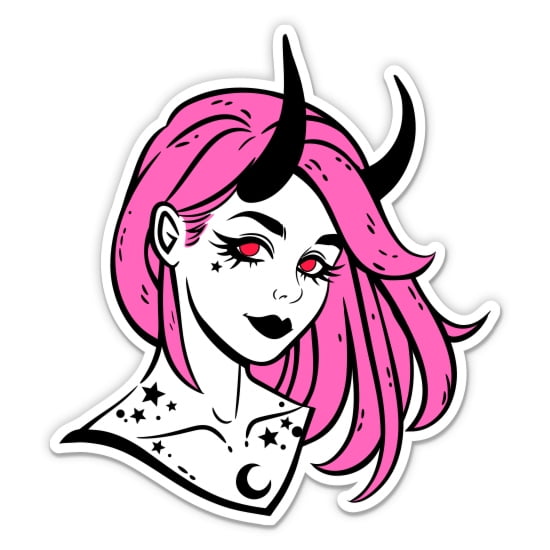 Devil Girl Sexy Goth - 3" Vinyl Sticker - For Car Laptop Water Bottle ...