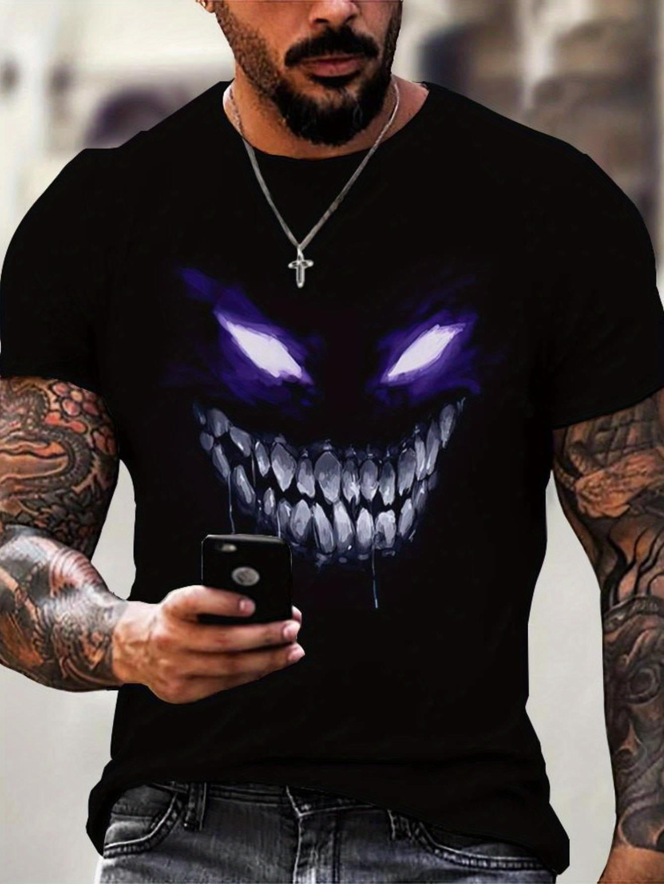 Devil Graphics T-Shirt Casual Men's Short Sleeved Tees Summer Mens ...