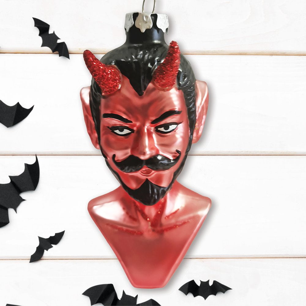Devil Head Glass Christmas Ornament, Halloween Horror Tree Decoration ...