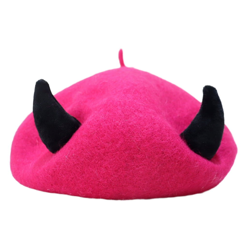 Devil Horn Beret Winter Hat Soft Woolen Painters Hat For Theme Parties ...