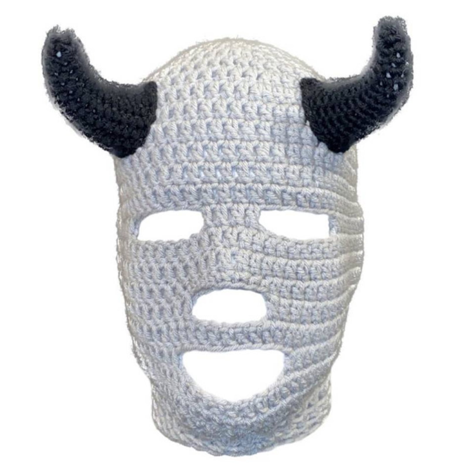 Devil Horn Halloween Knitted Hat Beanies Warm Full Face Cover Ski Mask ...