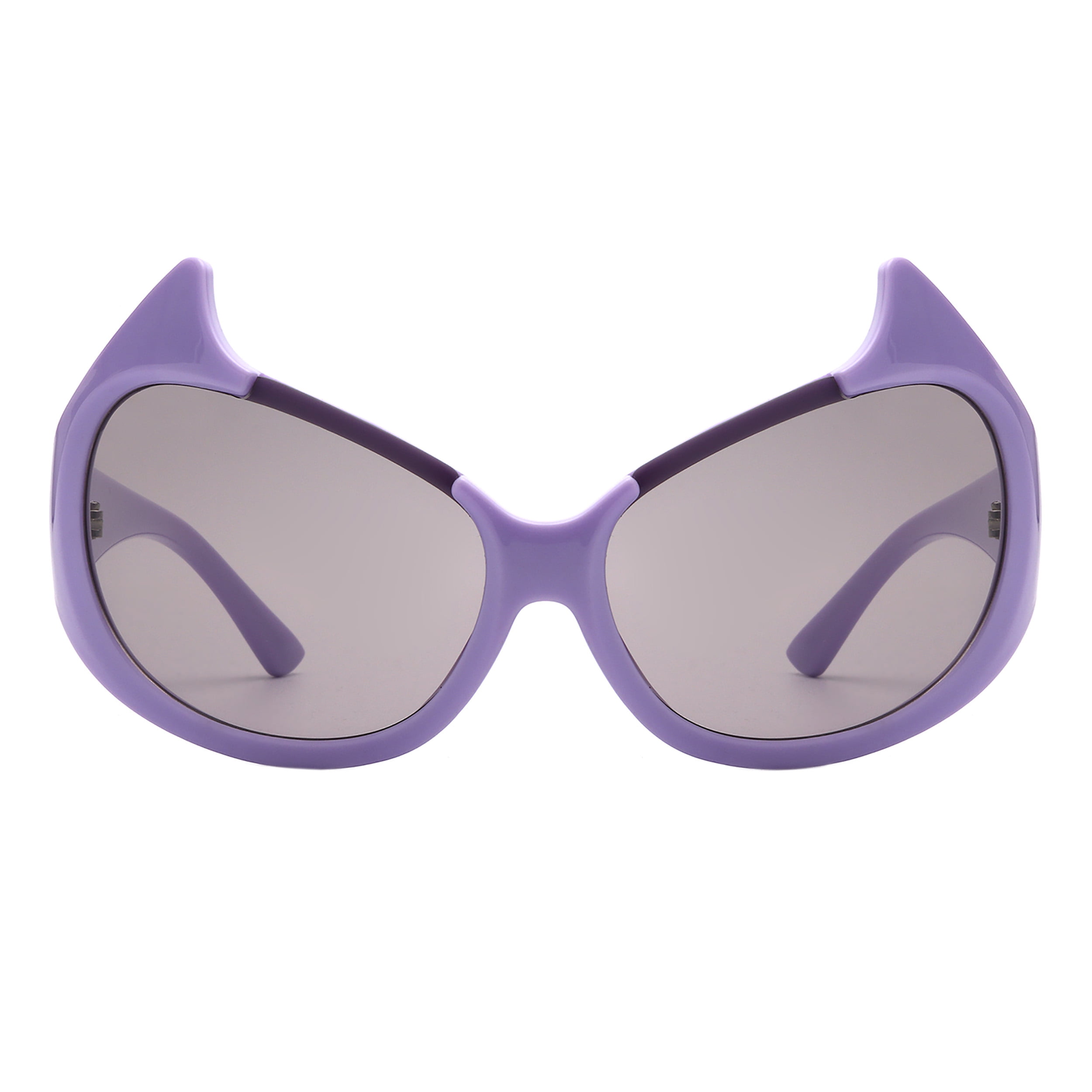 Devil Horned Sunglasses Oversized Oval Wrap Around Shades UV400 Purple ...