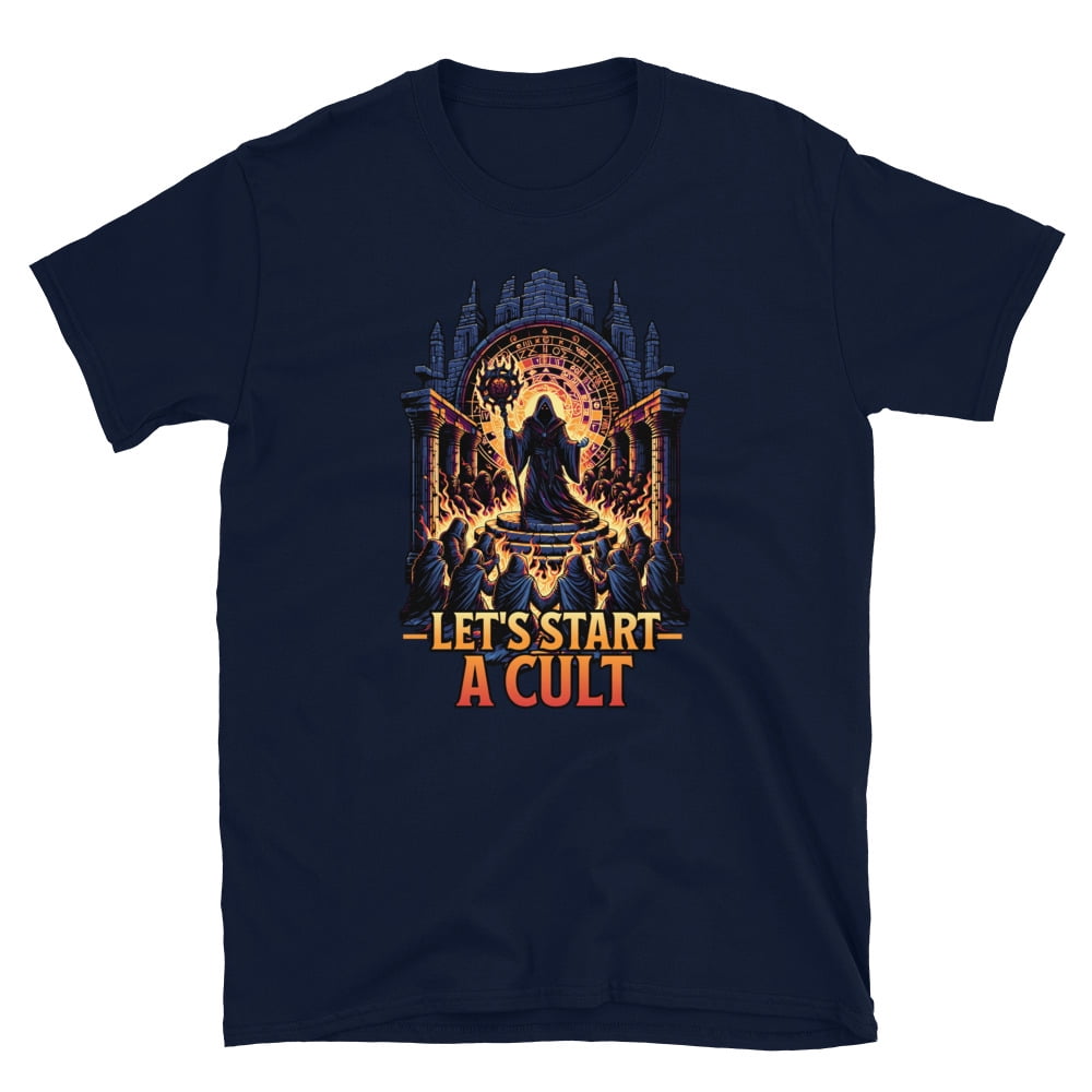 Devil Horror Ritual Unisex T-Shirt, Let's Start A Cult (Navy, S ...