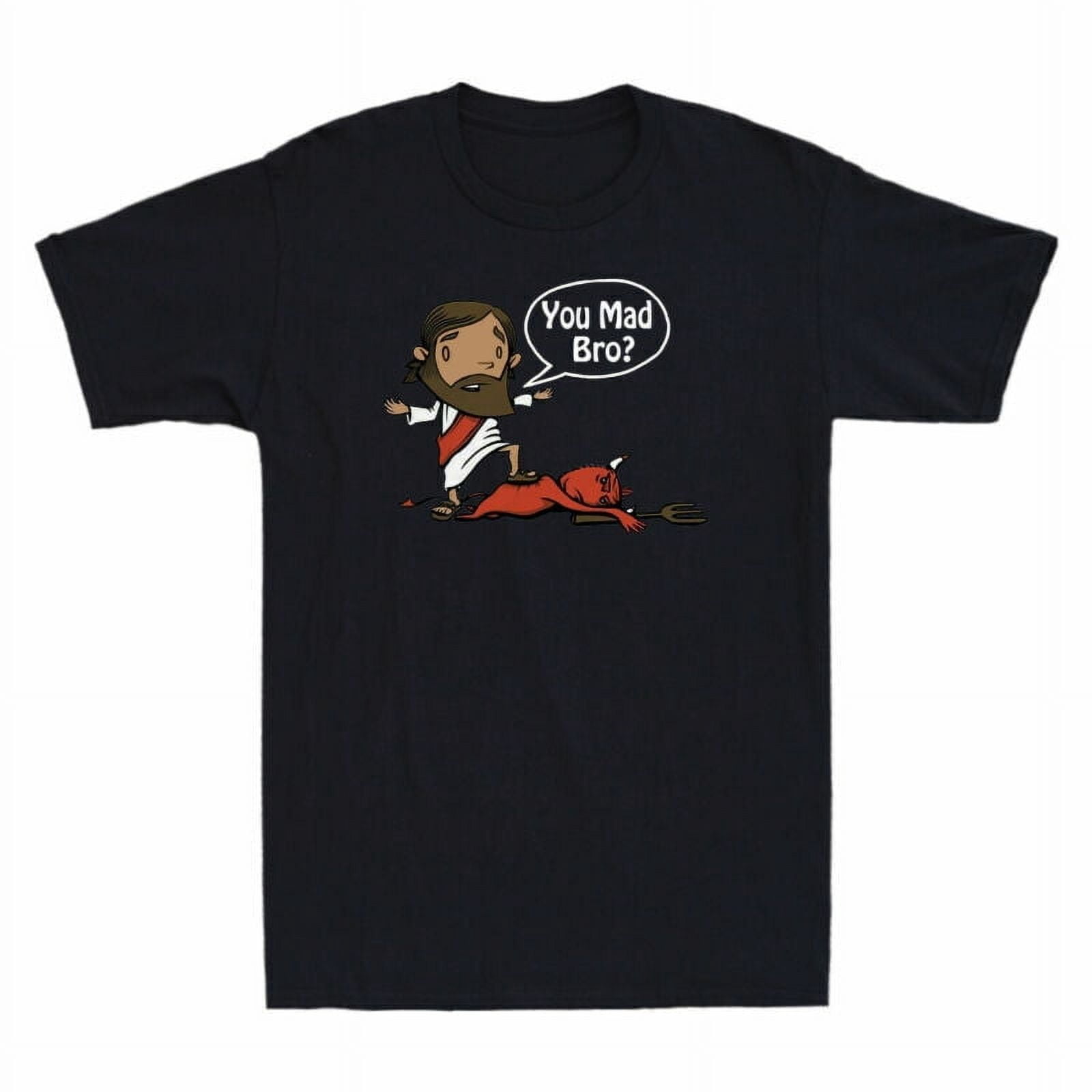 Devil Mad You Tee Funny Navy pk Vintage Graphic Jesus T-Shirt Bro Shirt ...