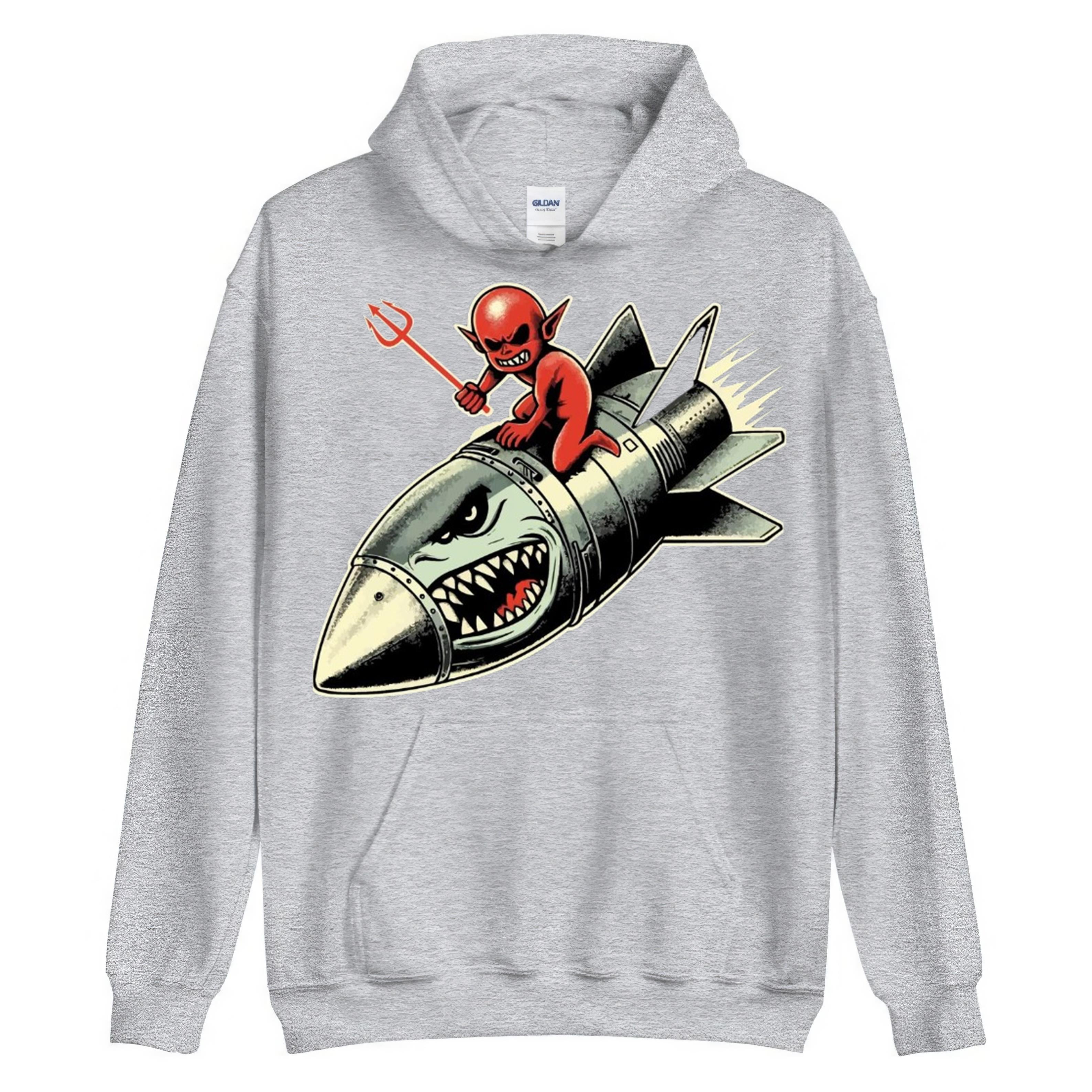 Devil Riding Missile Illustration - Retro Bomb and Mischievous Creature ...