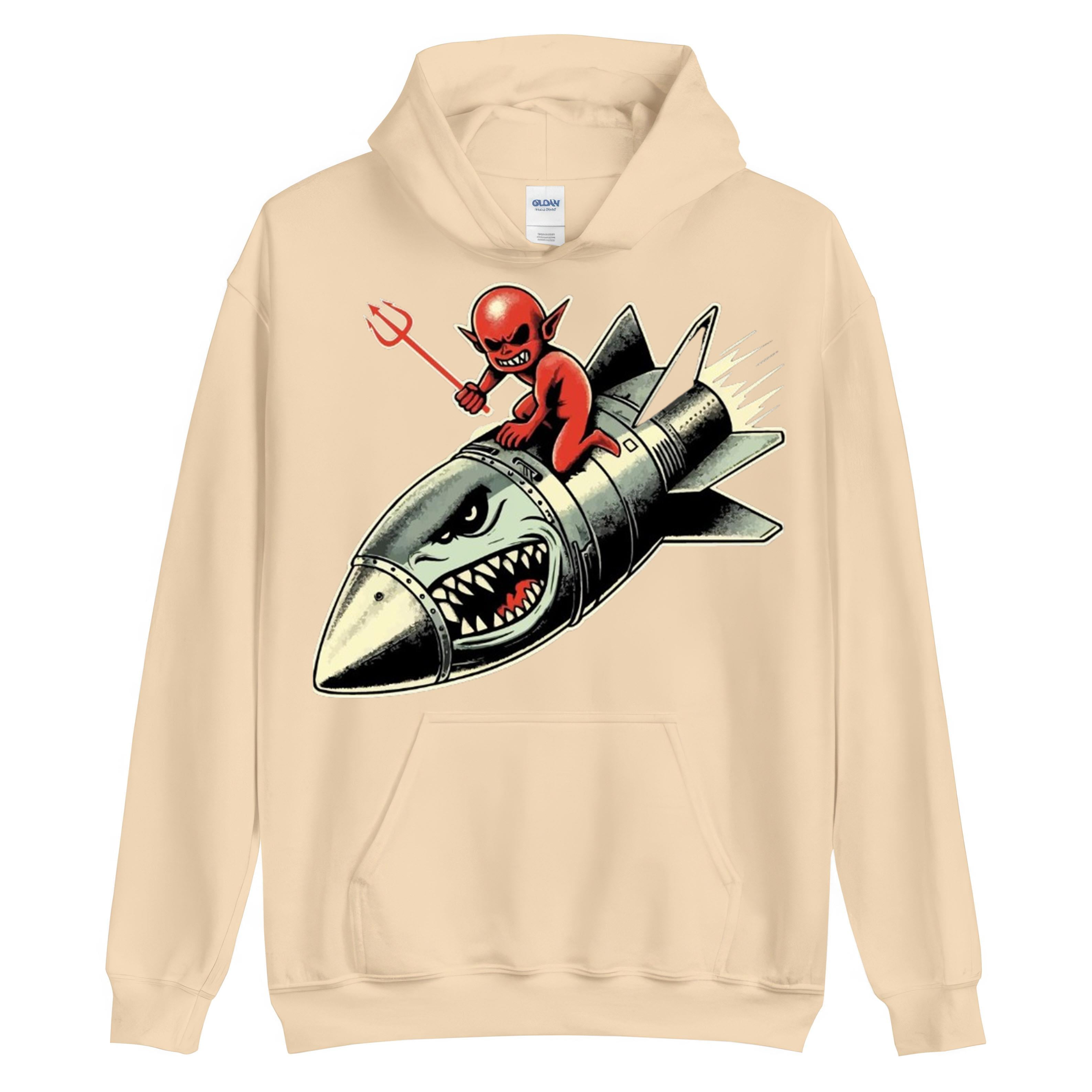 Devil Riding Missile Illustration - Retro Bomb and Mischievous Creature ...