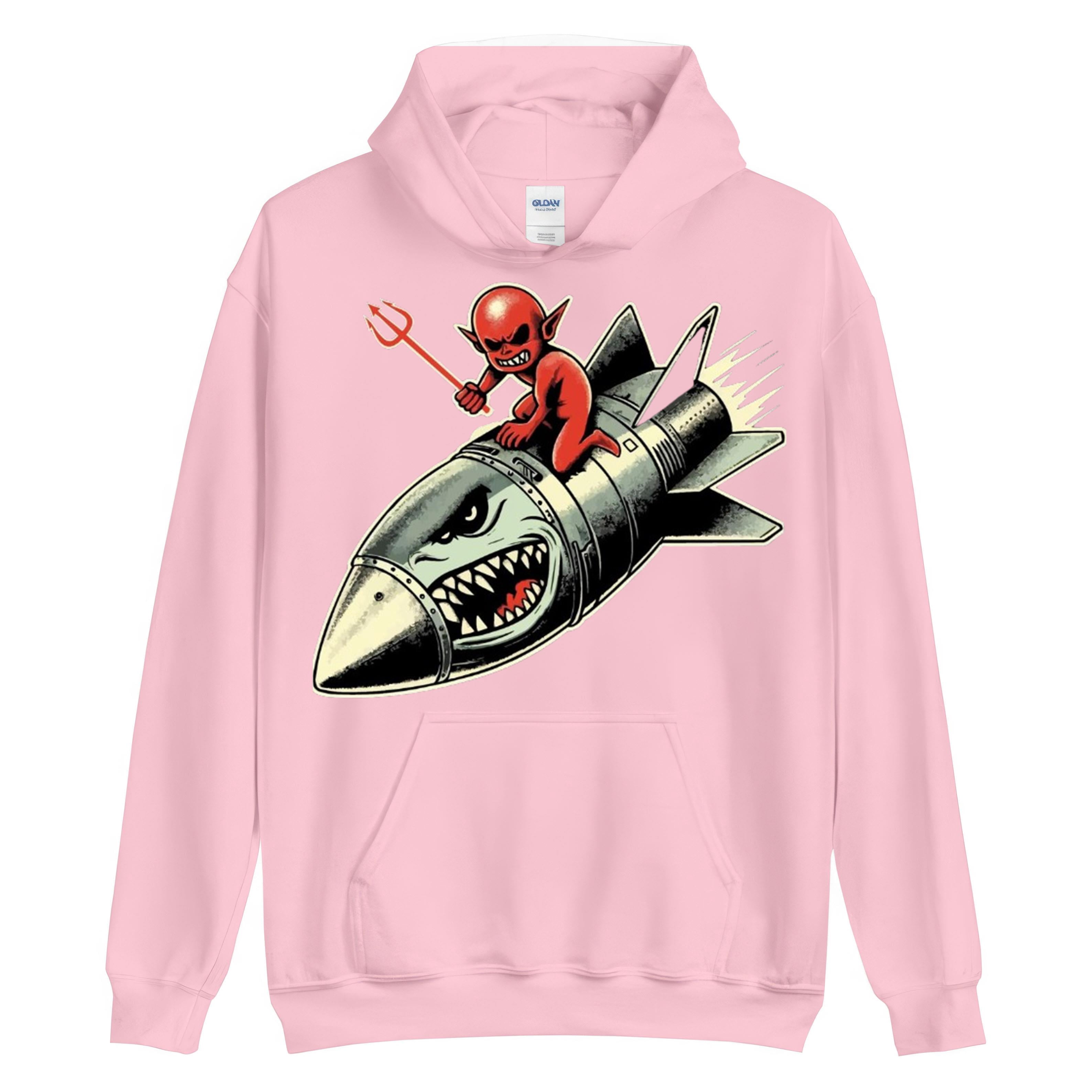 Devil Riding Missile Illustration - Retro Bomb and Mischievous Creature ...