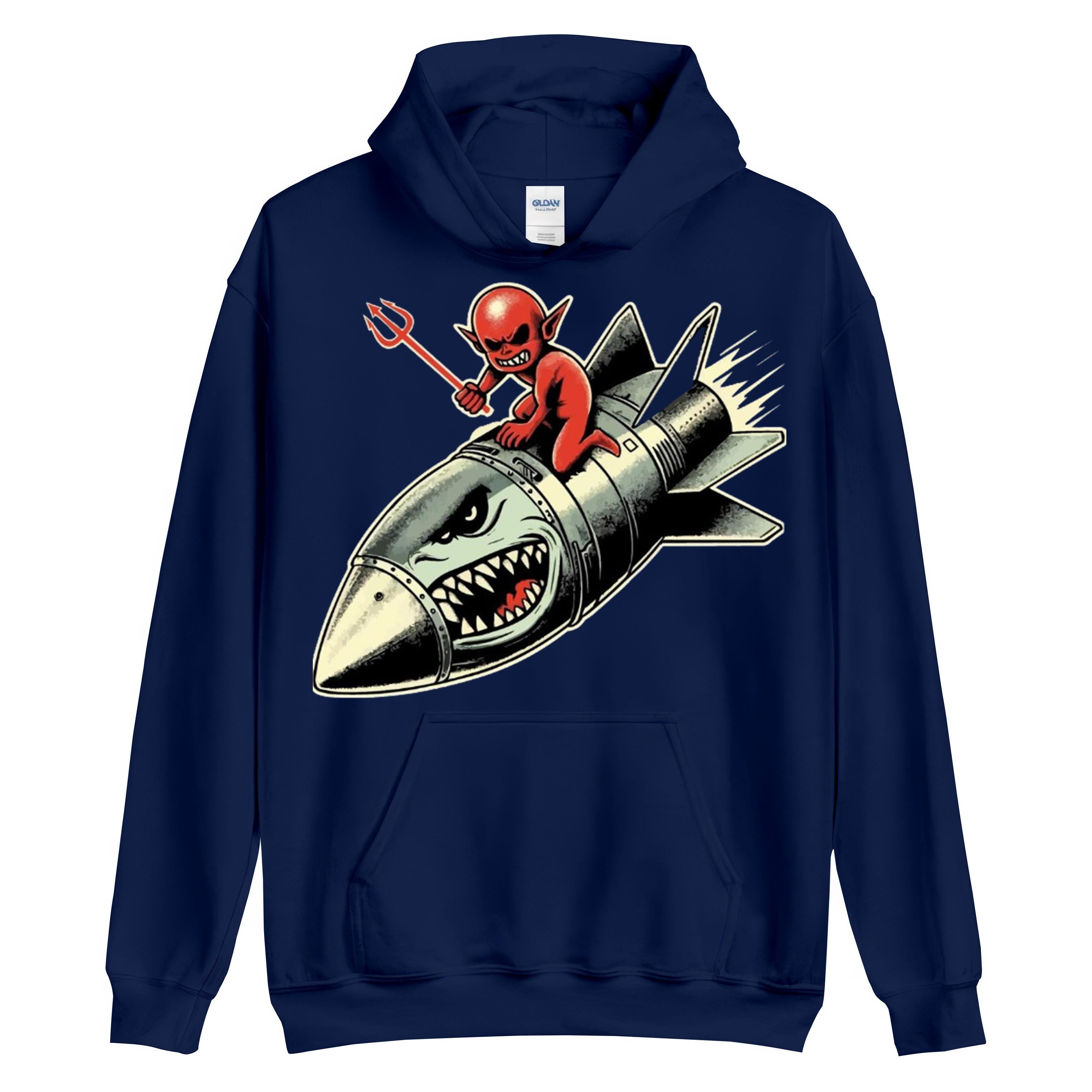 Devil Riding Missile Illustration - Retro Bomb and Mischievous Creature ...