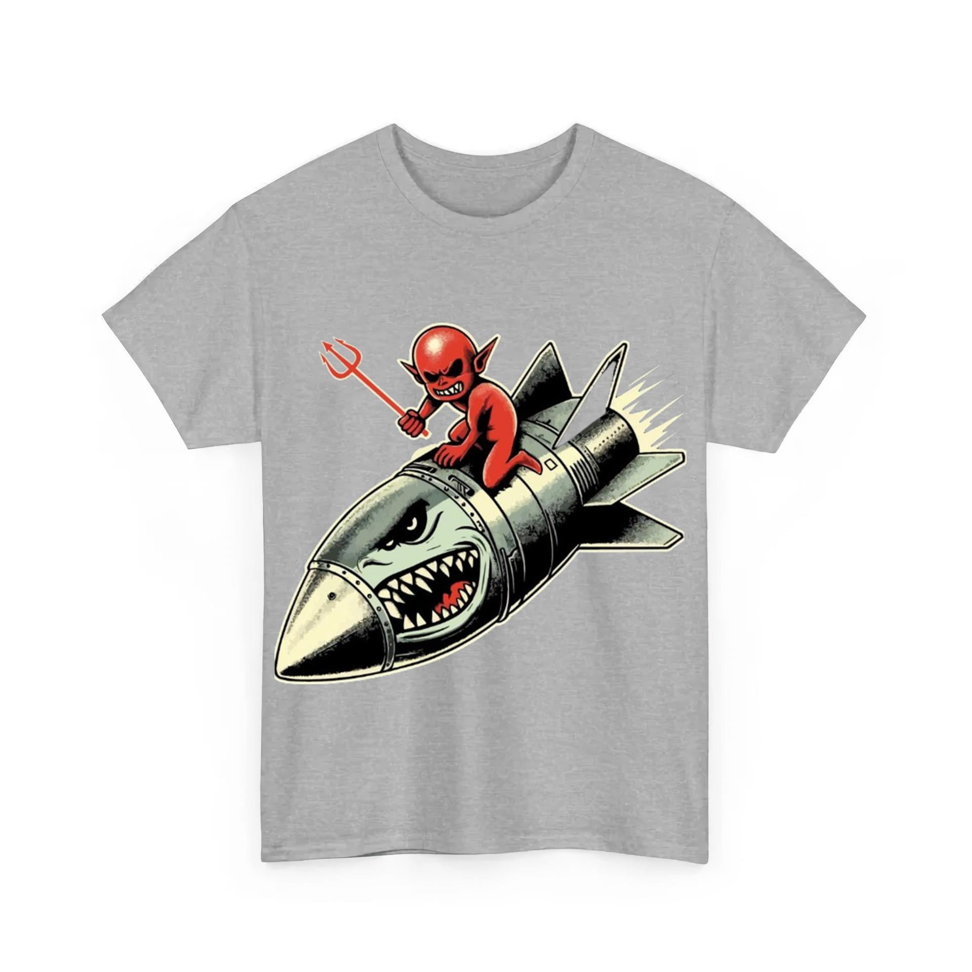 Devil Riding Missile Illustration - Retro Bomb and Mischievous Creature ...