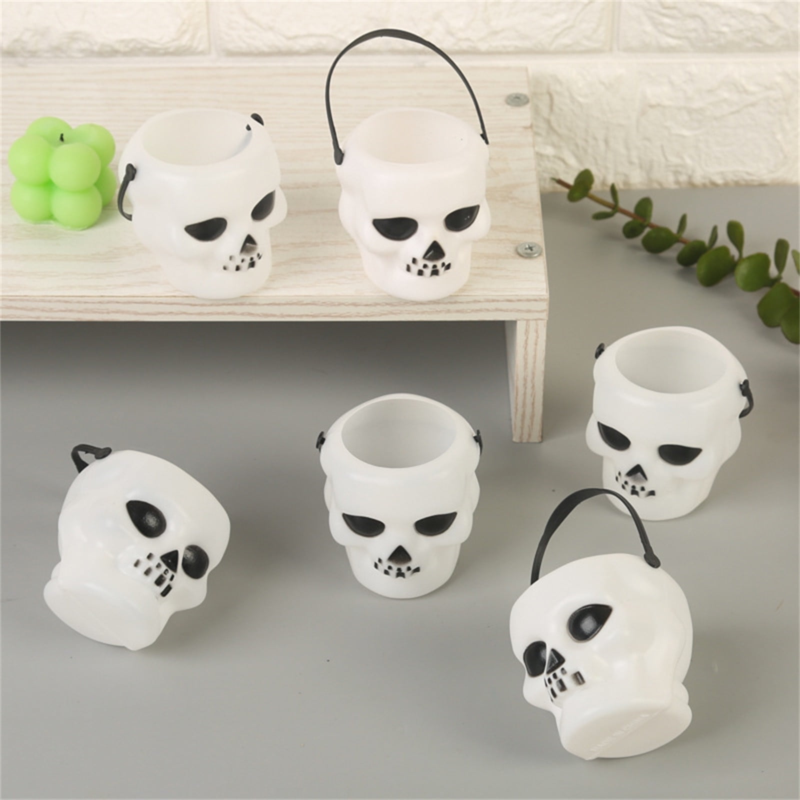 Devil Smile Pumpkin Candy Bucket, 6 Pcs Pumpkin Buckets, Skull Buckets ...