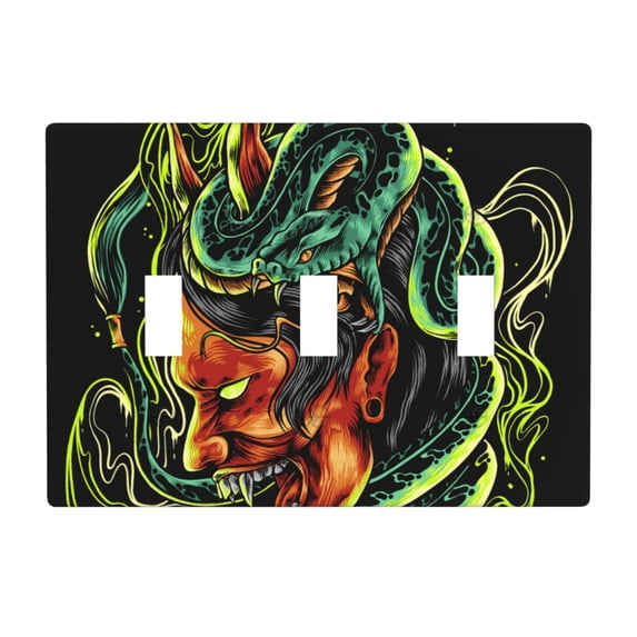 Devil Snake Demon Japanese 3 Gang Light Switch Cover Decorative Triple ...