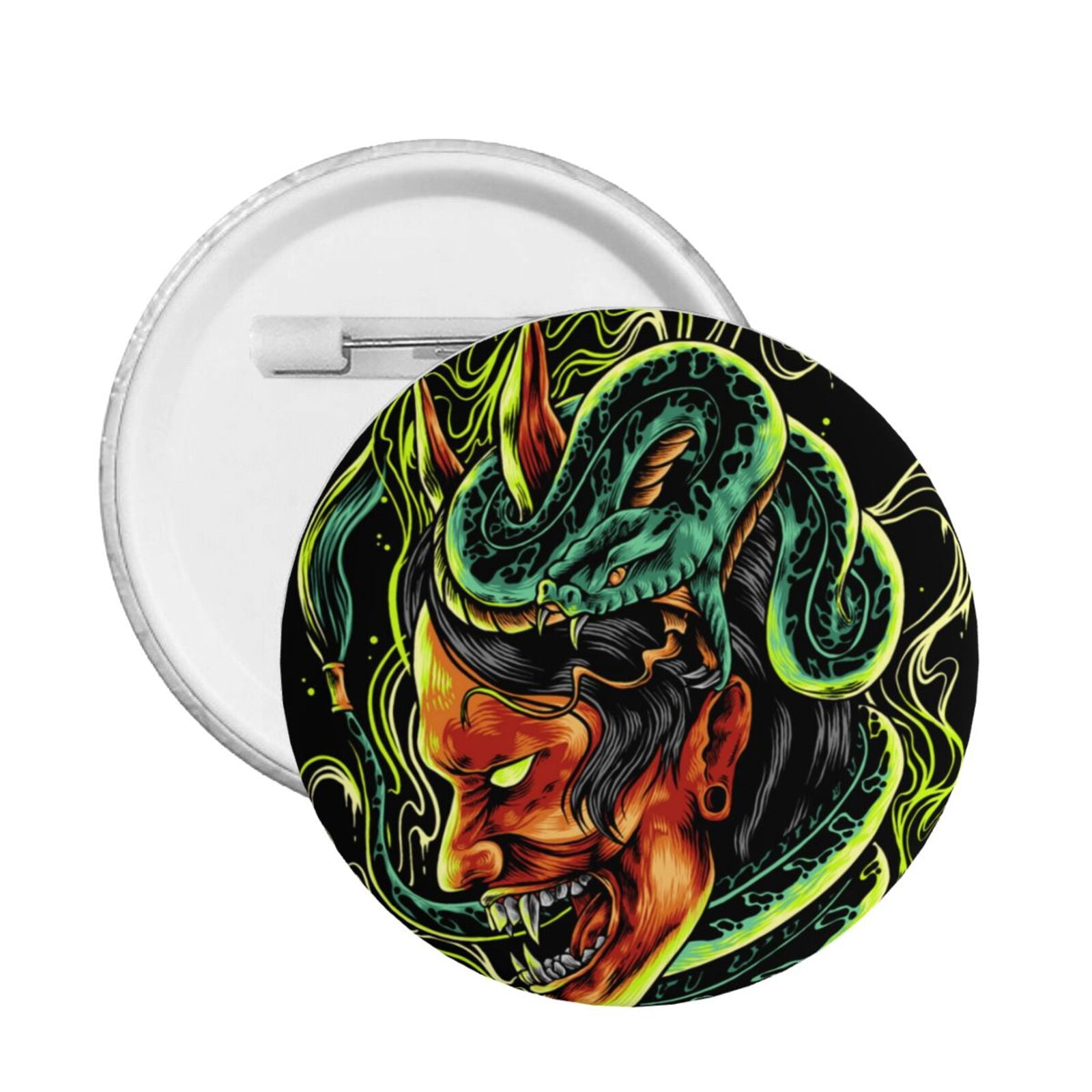 Devil Snake Demon Japanese Round Button Pin Badge 5PCS Pinback Buttons ...