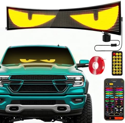 Devil's Eyes Car Windshield LED Light – 23"x5" Animated Programmable ...