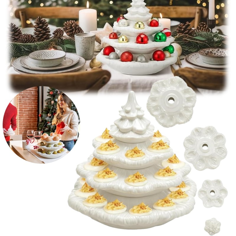 Deviled Egg Christmas Tree, 3 Tier Ceramic Christmas Tree Deviled Egg ...