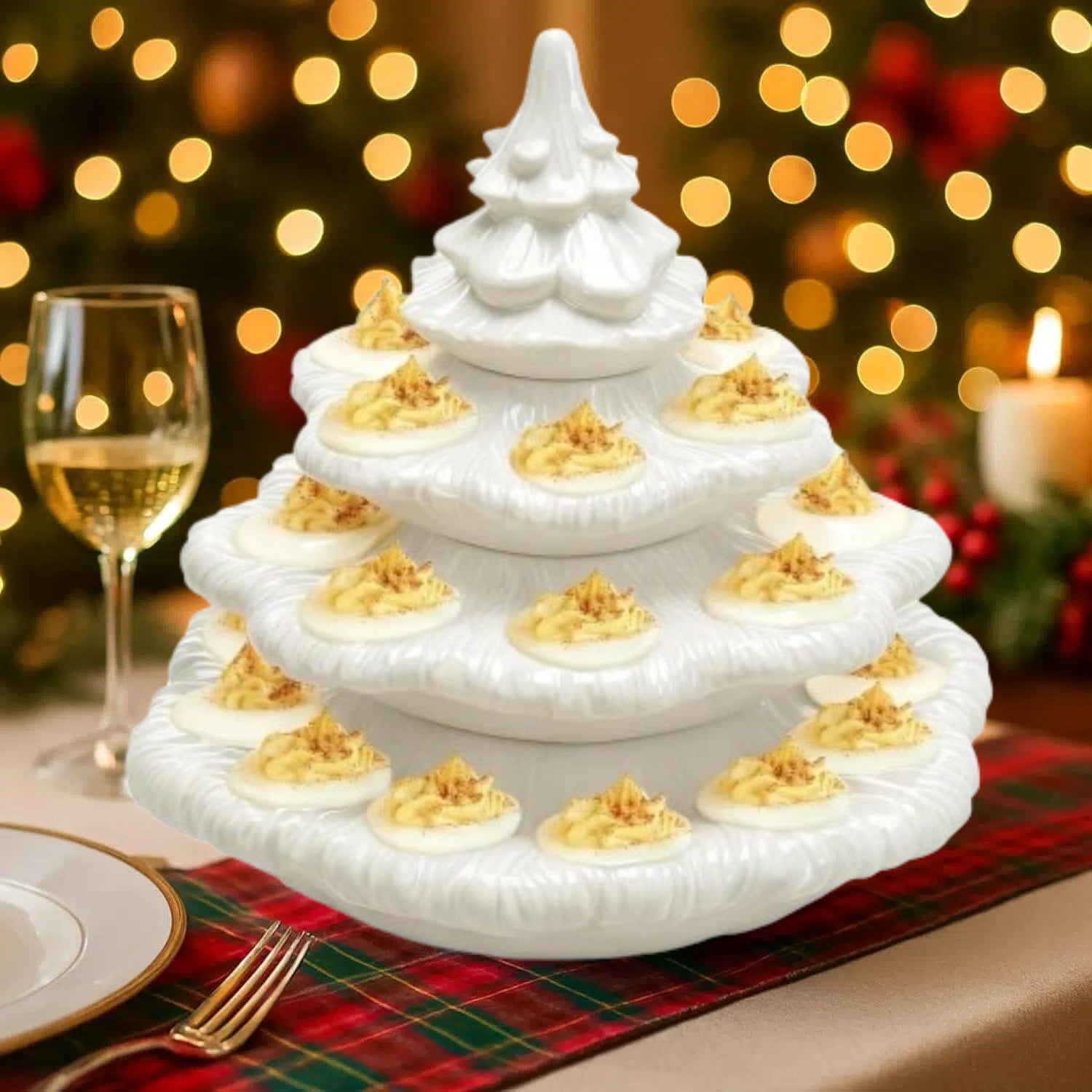 Deviled Egg Christmas Tree, 4 Tier Resin Christmas Tree Deviled Egg ...