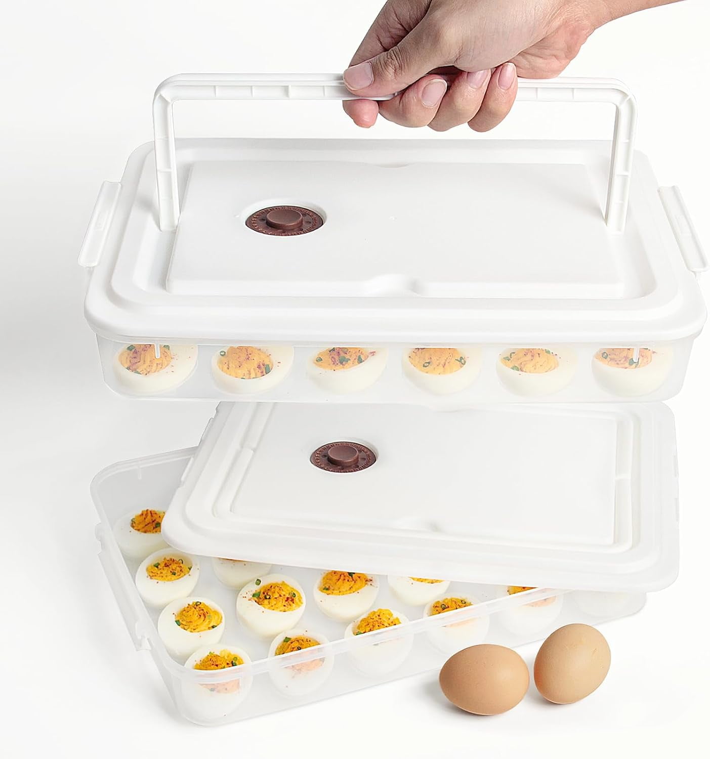 Deviled Egg Containers with Lid, (Set of 2), Plastic Deviled Egg ...