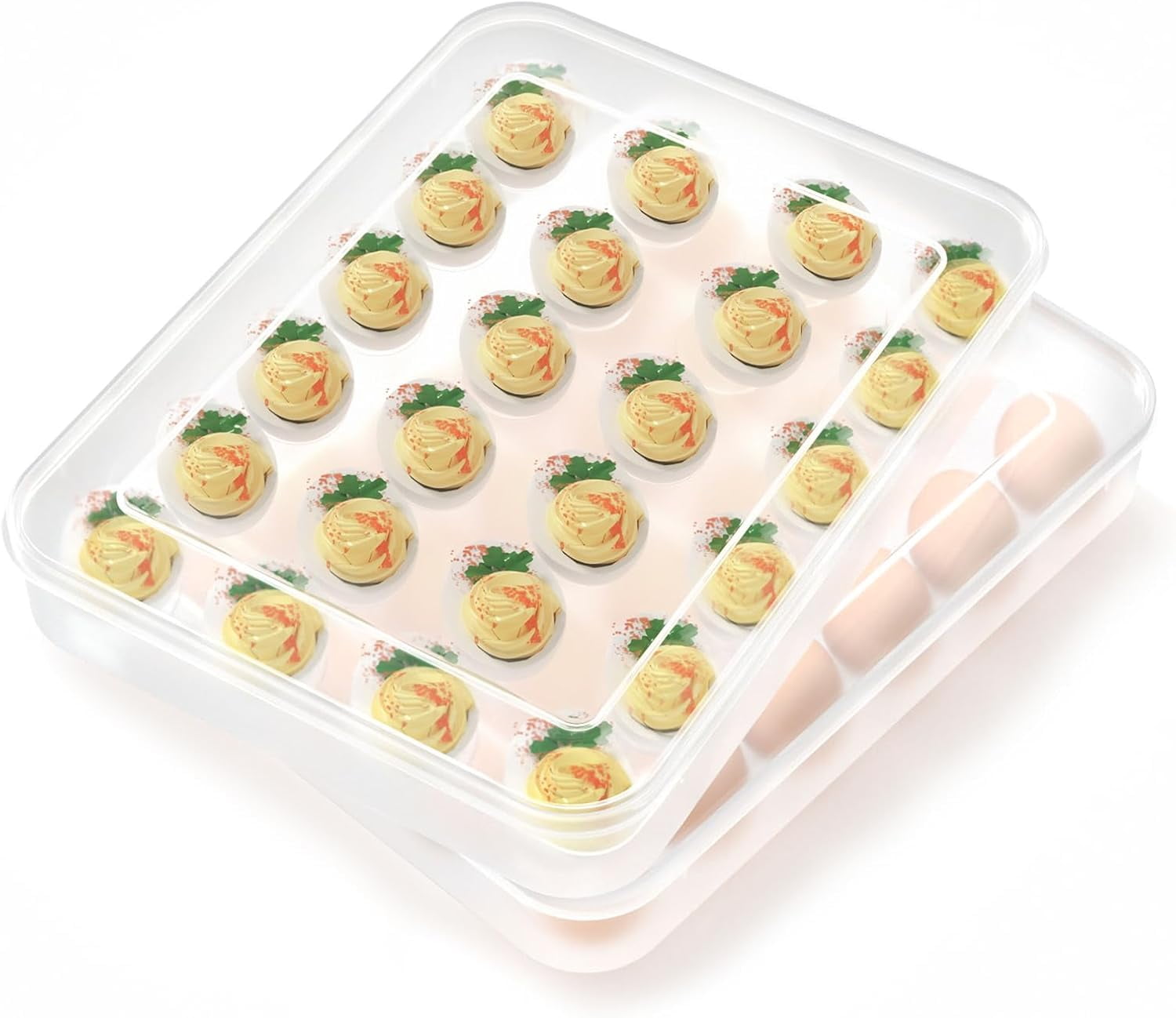 Deviled Egg Containers with Lid, (Set of 2), Plastic Egg Platter for 48 ...