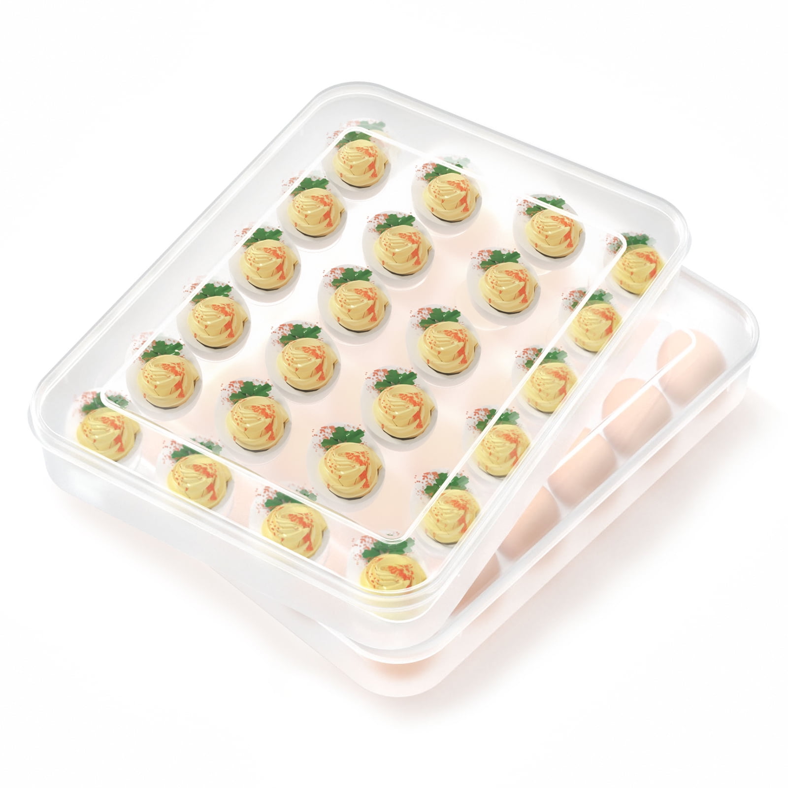 Deviled Egg Containers with Lid, (Set of 2), Plastic Egg Platter for 48 ...
