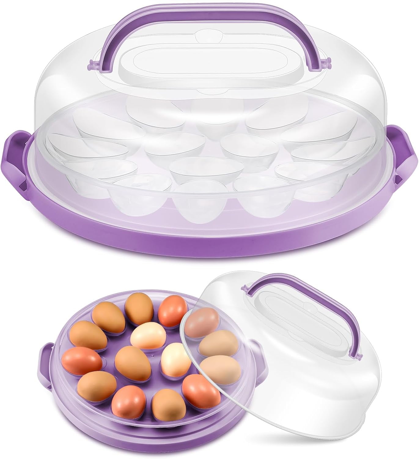 Deviled Egg Platter Tray with Lid and Handles Clear Deviled Egg ...