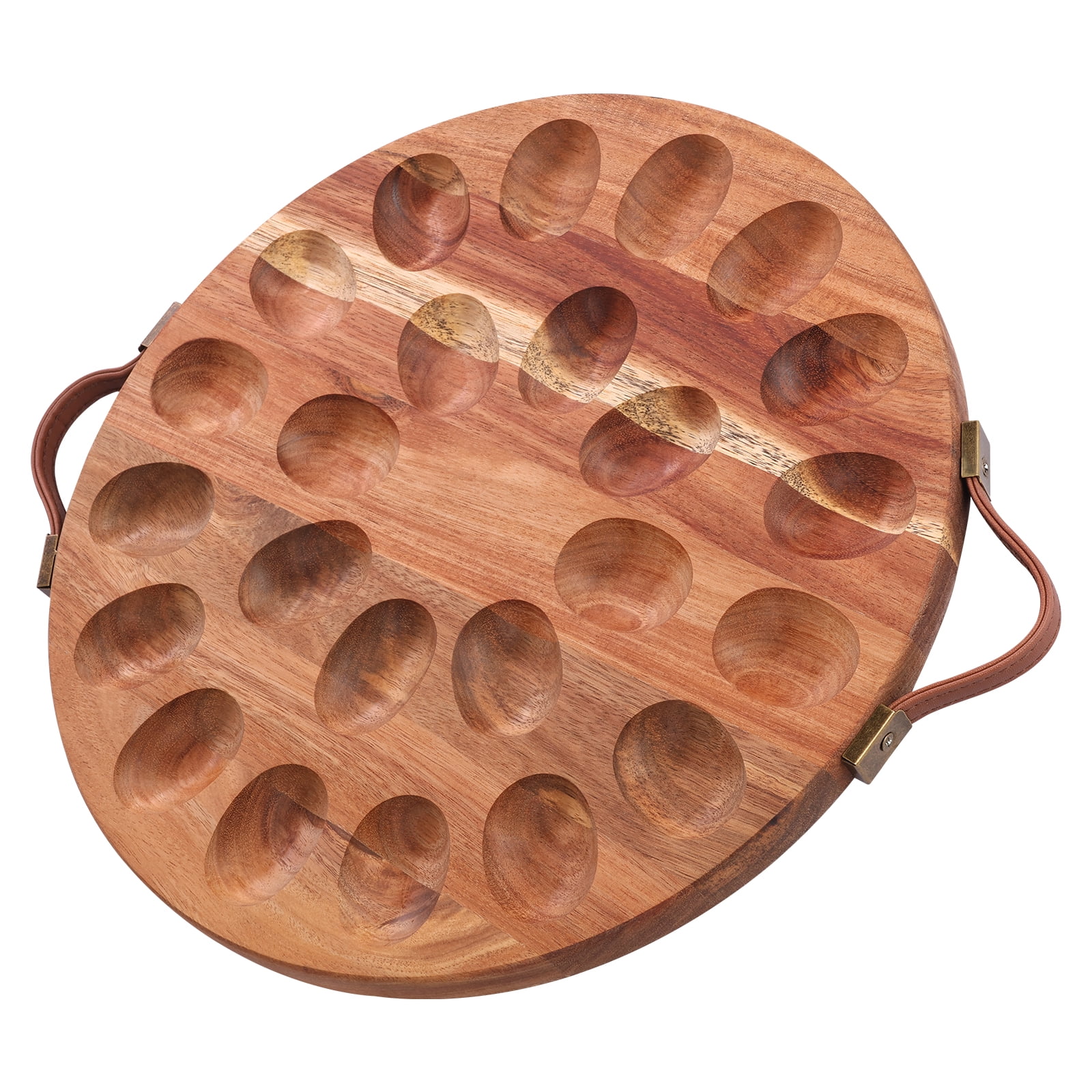 Deviled Egg Tray Acacia Wood Deviled Egg Platter 24 Holes Round Deviled Egg Plate Multipurpose ...