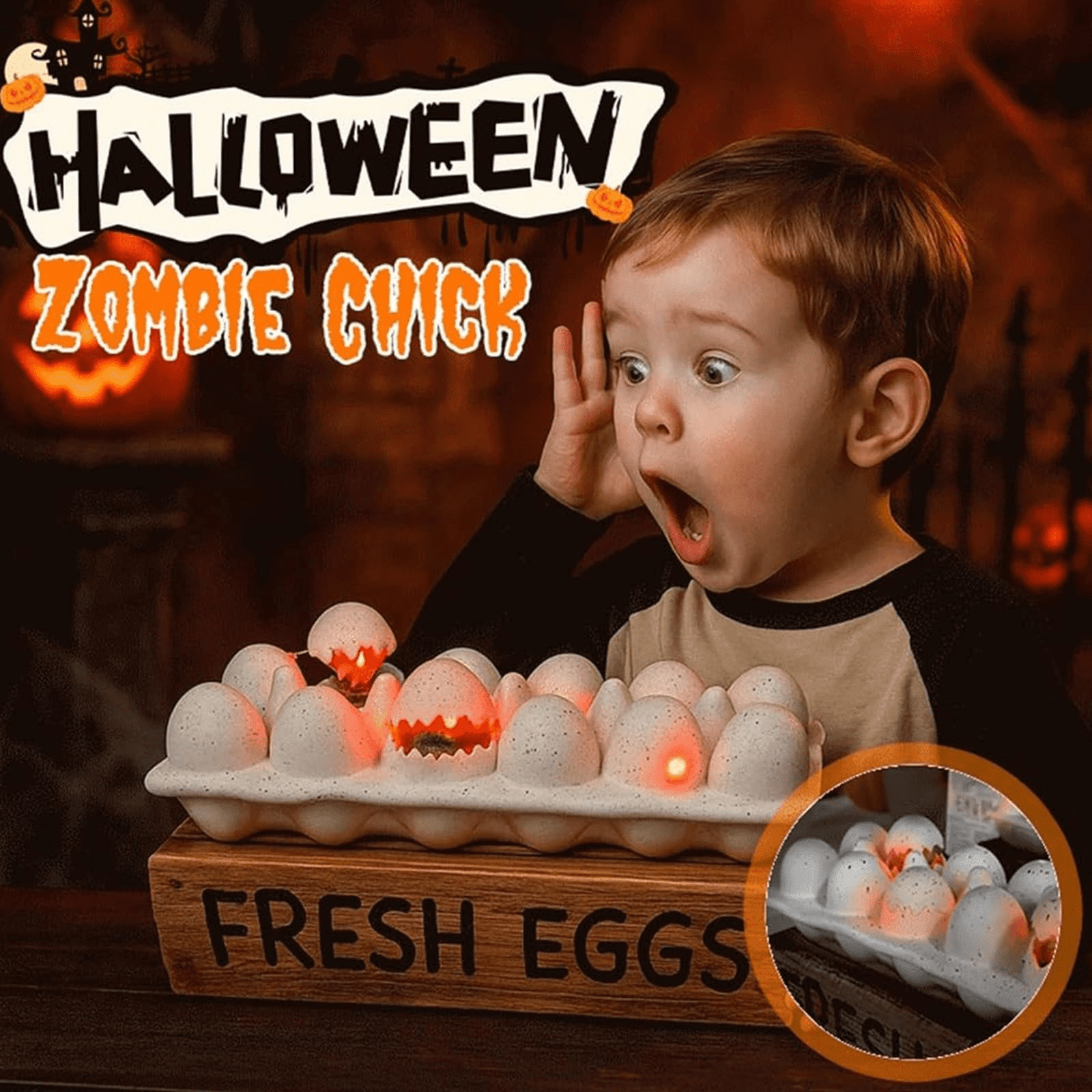 Deviled Eggs, Halloween Zombie Chick, Fresh Eggs Tray Light up ...