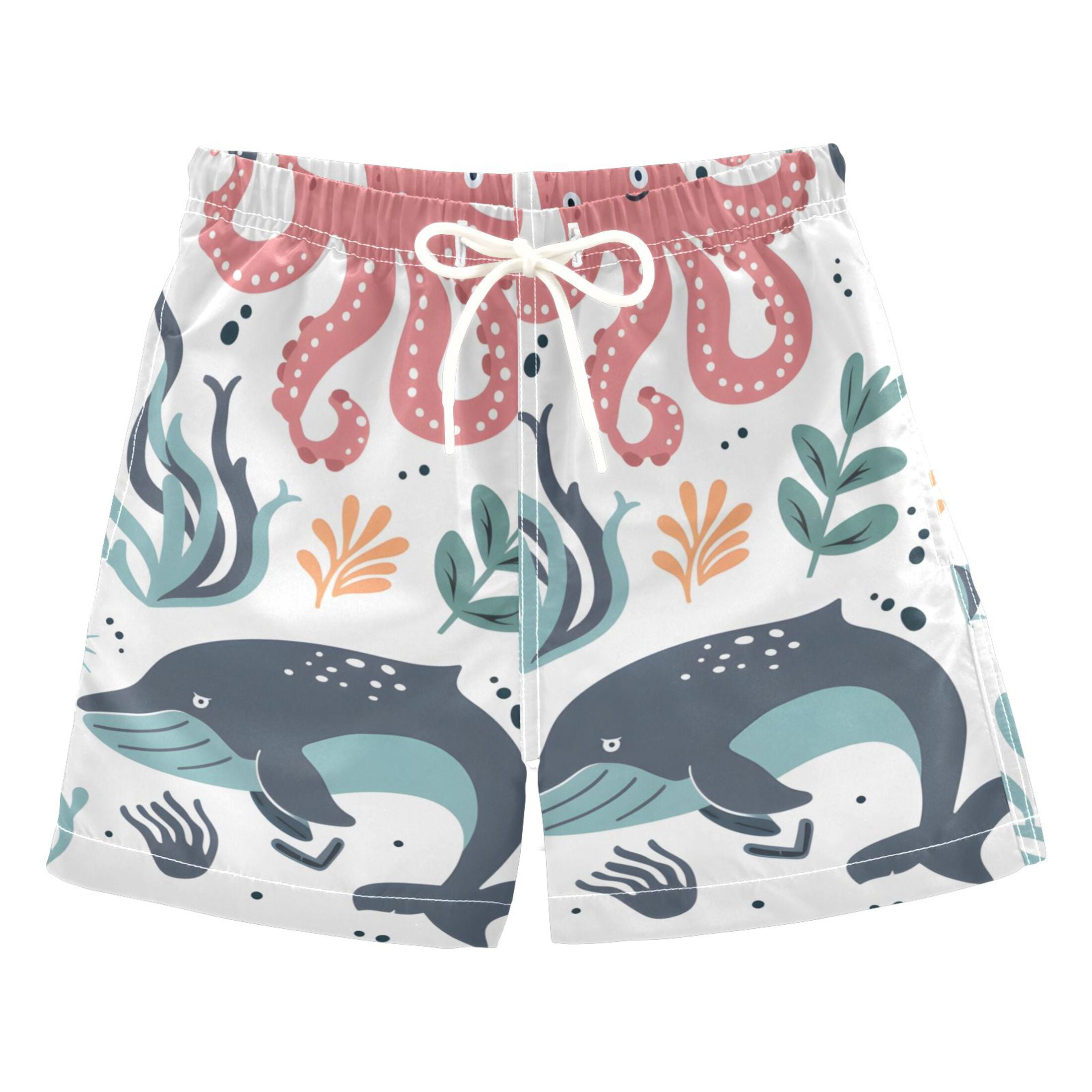 Devilfish Whale Fish Water Plants Boys' Swim Trunks Board Shorts Beach ...
