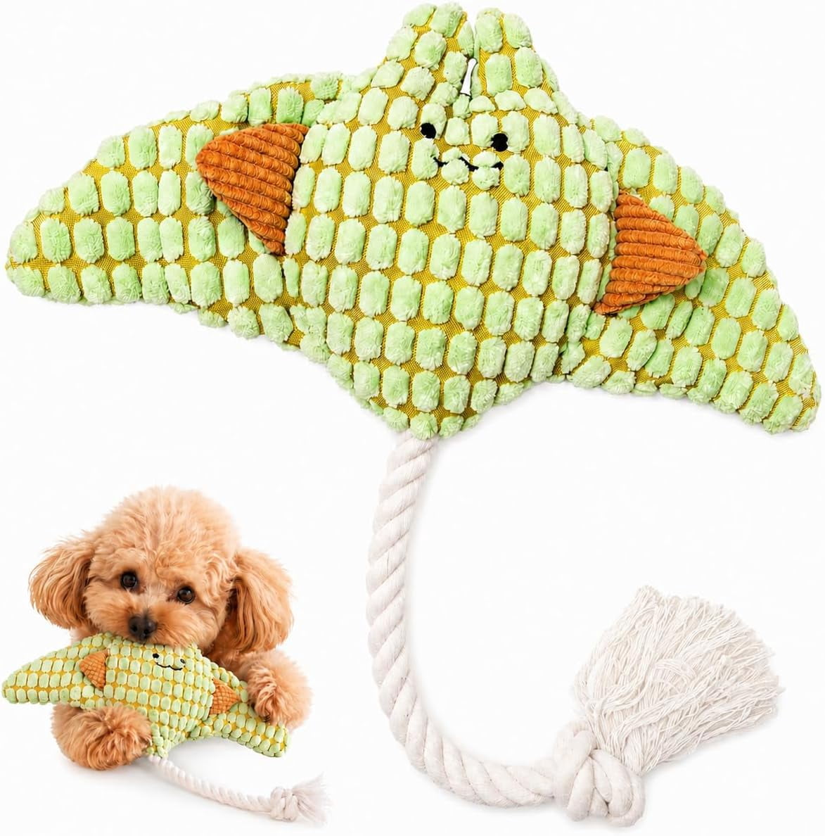 Devilfish dog toy with a rope tail, plush ocean dog toy, suitable for ...