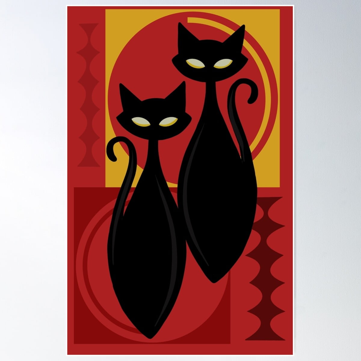 Devilishly Delightful Atomic Age Black Kitschy Cats Poster Wall Art ...
