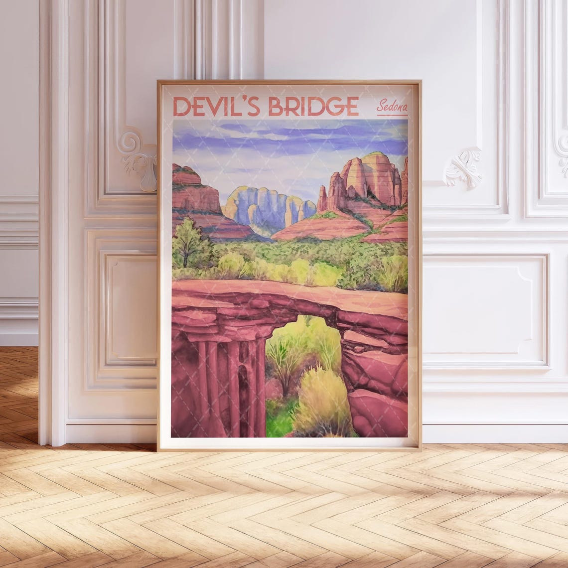 Devils Bridge Arizona Sedona Arizona Watercolor, Usa Travel Art ...