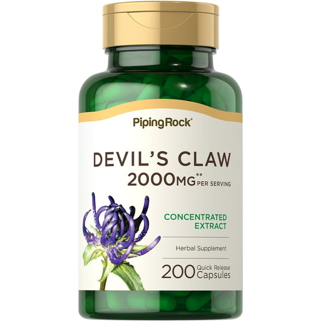 Piping Rock Devils Claw 2000mg Capsules, 200 Count, Health Support ...
