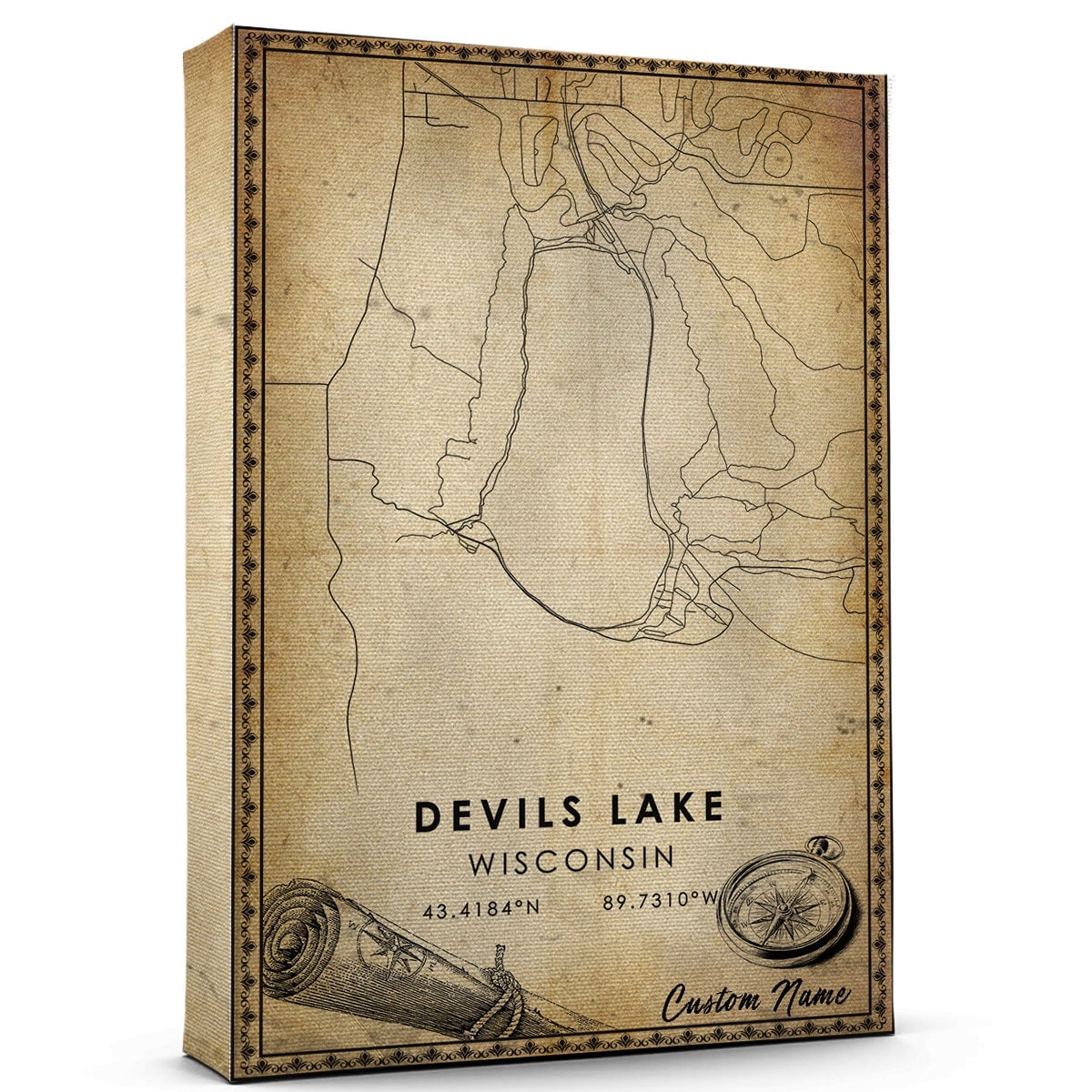 Devils Lake Map Poster, Wisconsin Map Art Poster, Canvas, Devils Lake ...