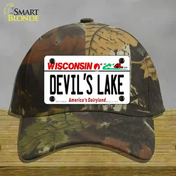 Devils Lake Wisconsin Novelty License Plate Hat Cotton Camoflauge ...