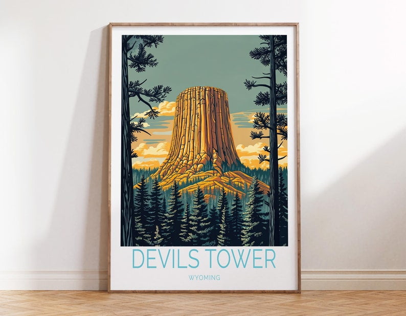 Devils Tower Poster – Wyoming Wall Art, Devils Tower Print, Birthday & Wedding Gift - Walmart.com