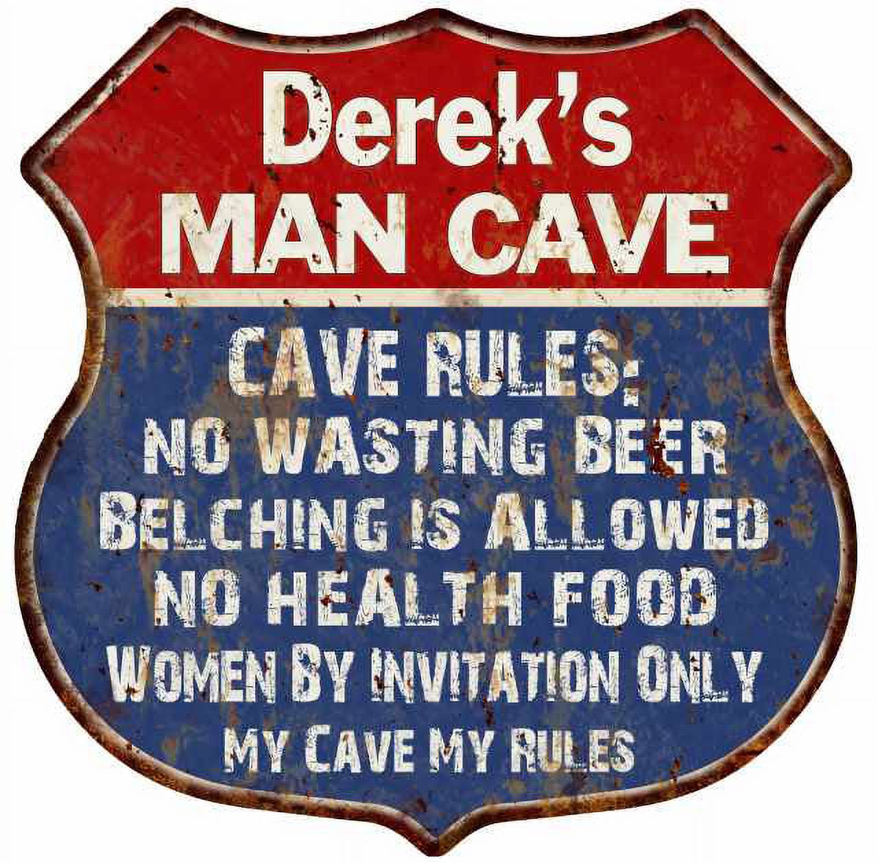 Devin's Man Cave Rules Sign Shield Metal Gift 211110023154 - Walmart ...
