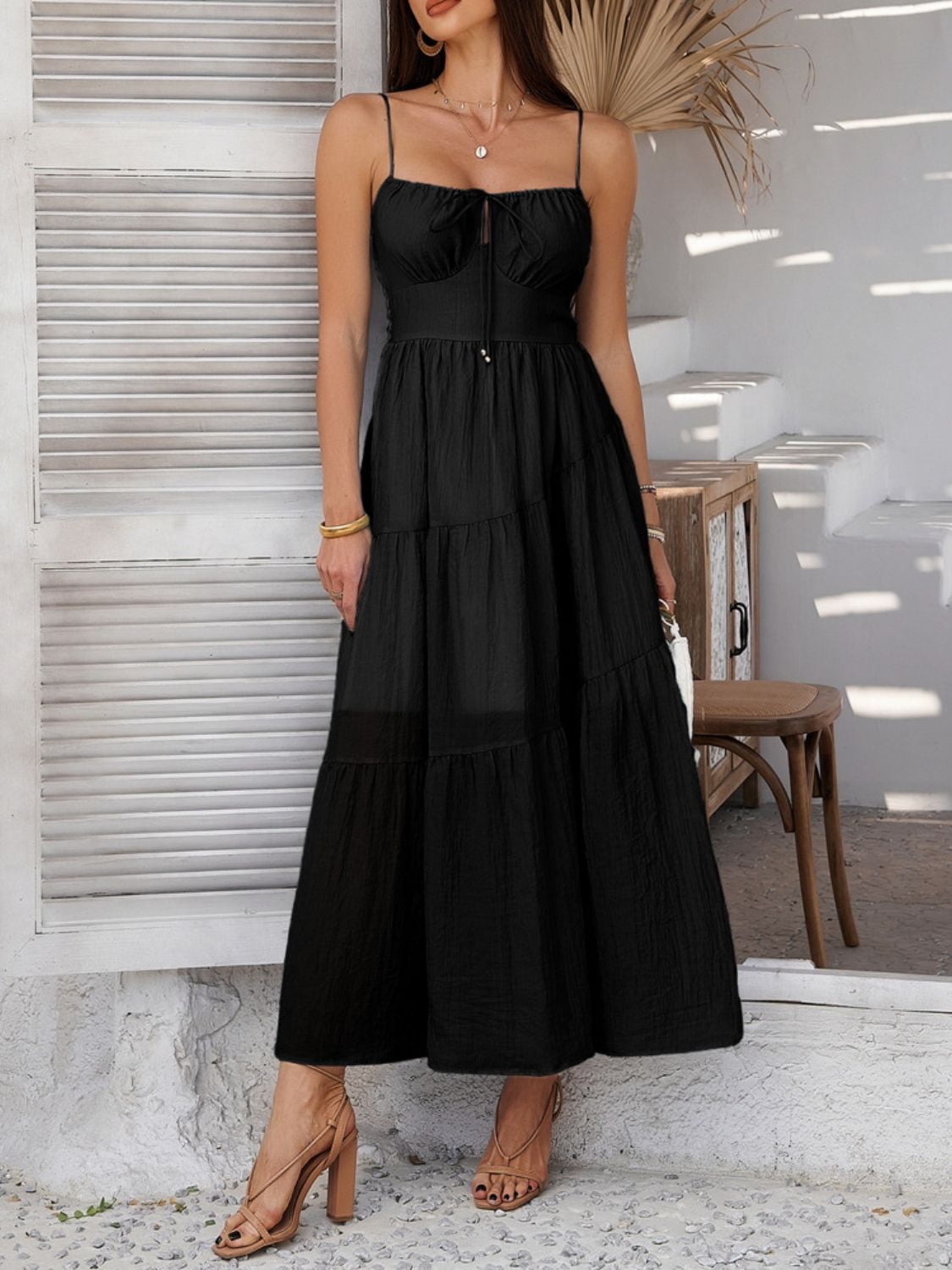 Devine Smocked Tiered Maxi Cami Dress - Walmart.com
