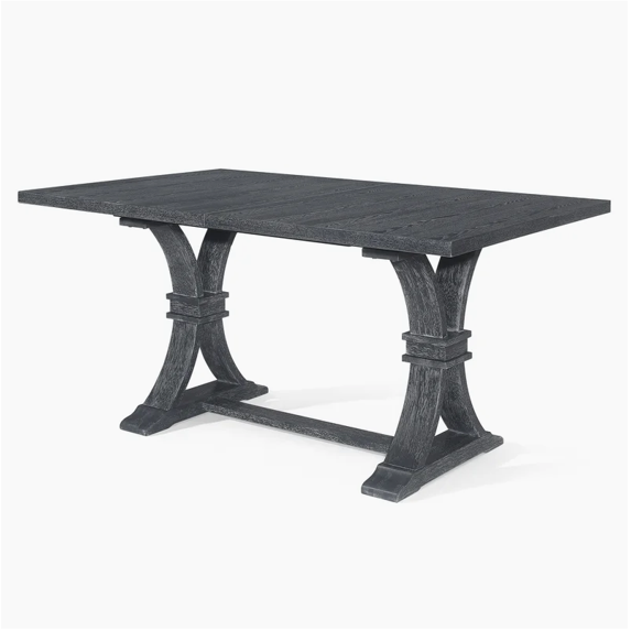 Devingo Extendable Dining Table with Extension Leaf, Rustic Rubberwood ...