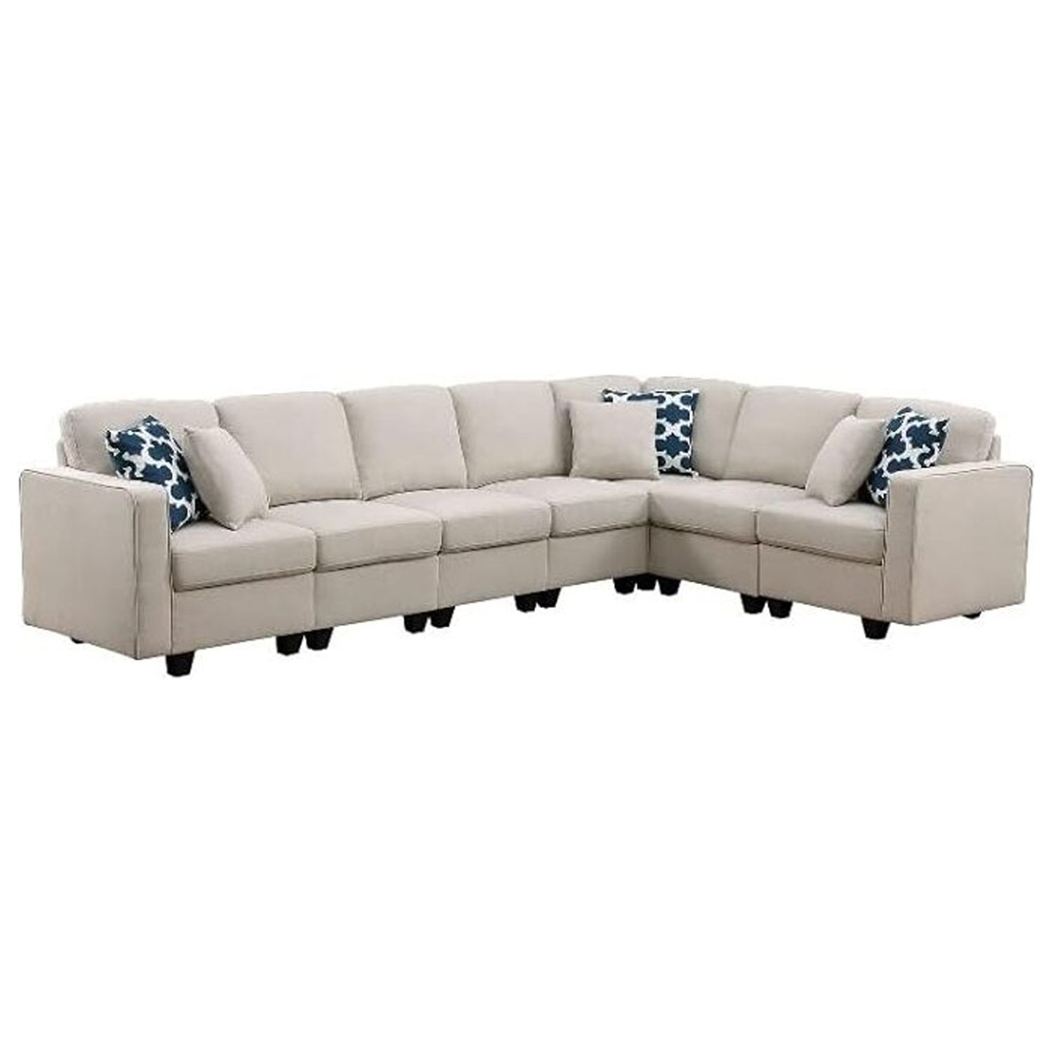 Devion Furniture Fabric Linen Reversible Modular Modern Style Sectional ...