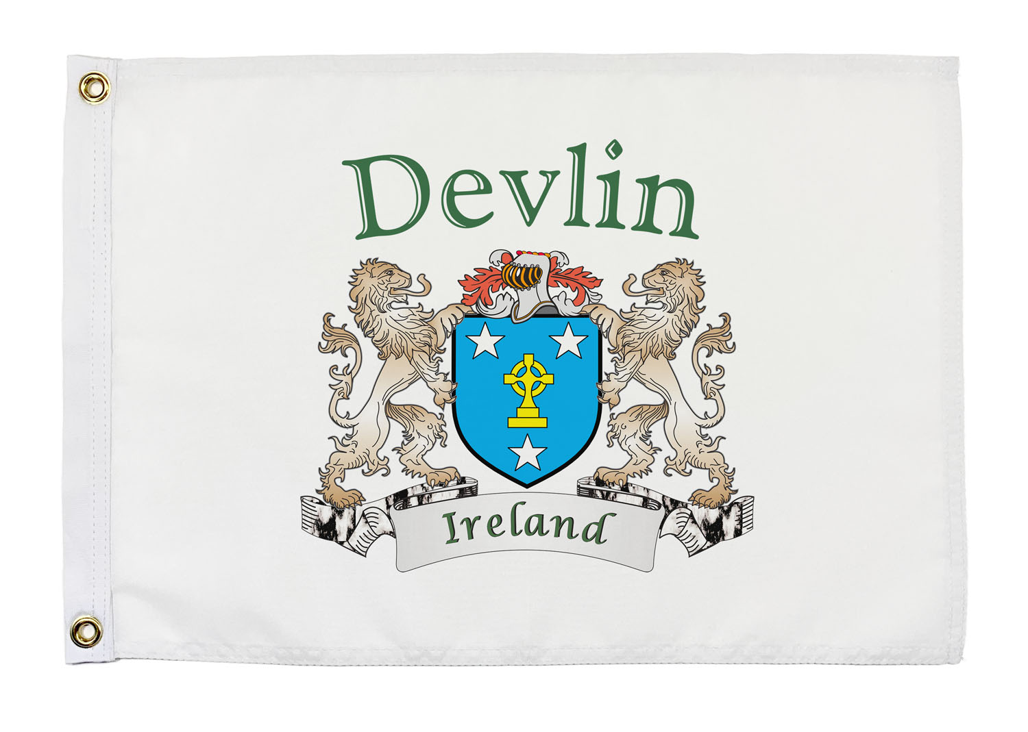 Devlin Irish Coat of Arms Small White Flag - 16"x10.5" inches - Walmart.com