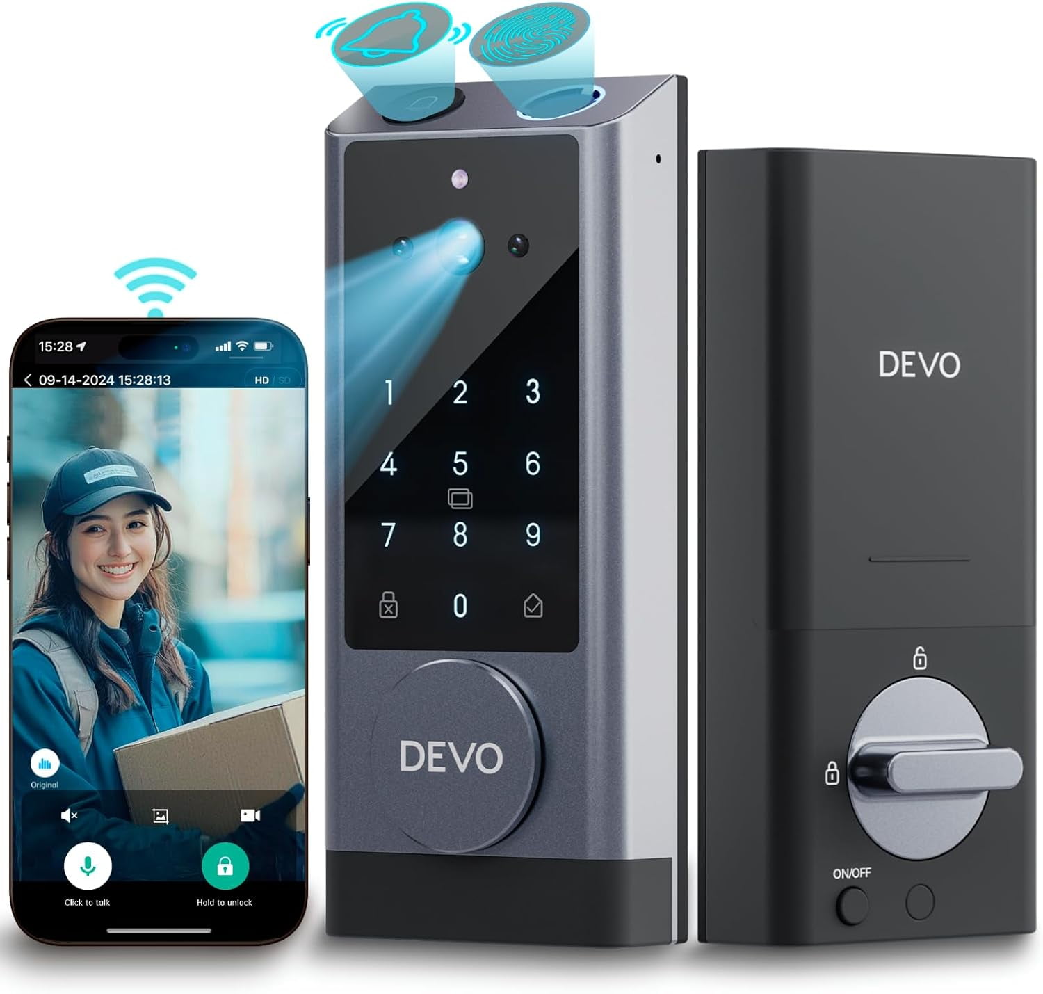 Devo G1 Video Smart Lock with Camera&Doorbell,6-in-1 Keyless Entry Door ...