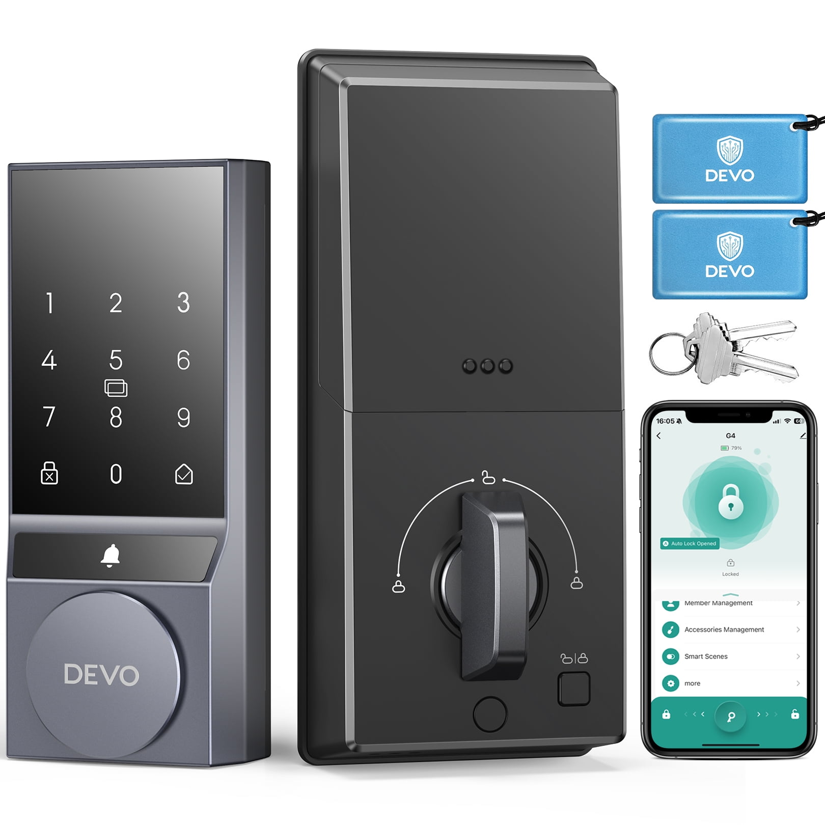 Devo G4 Security Smart Doors Lock, Keyless Entry Door Lock with Doorbell, App Control ...