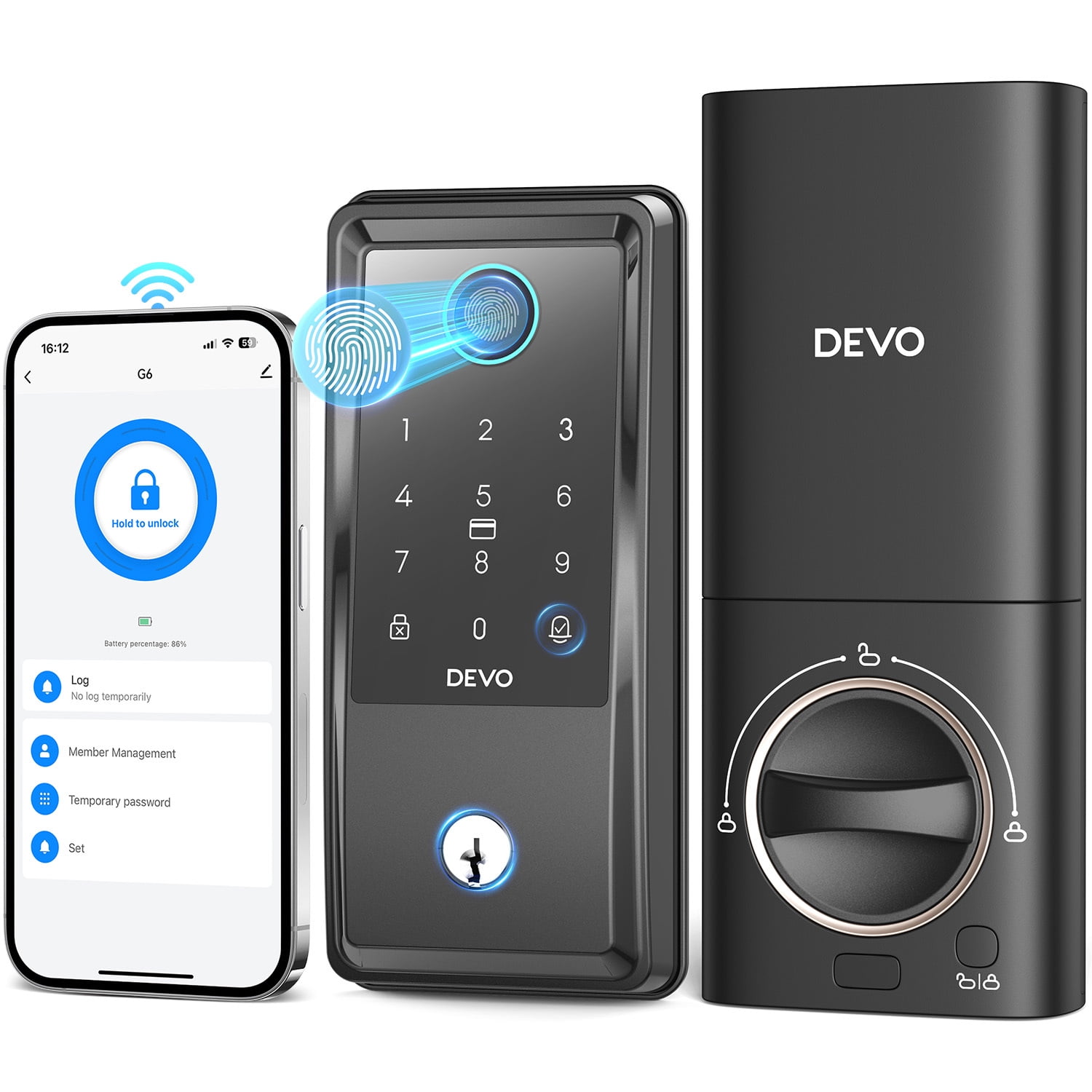 Devo G6 Fingerprint Smart Lock, 6 in 1 Keyless Entry Door Lock with ...