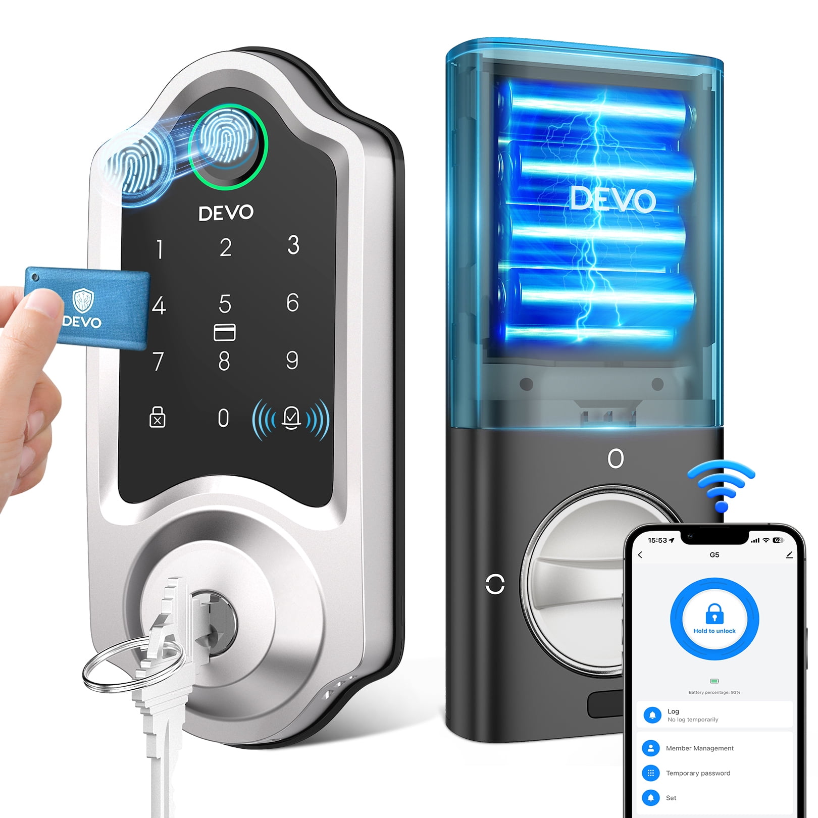 Devo G8 Smart Lock, Fingerprint Door Lock with Code, 6-in-1 Keyless Entry Door Lock, Smart Locks ...