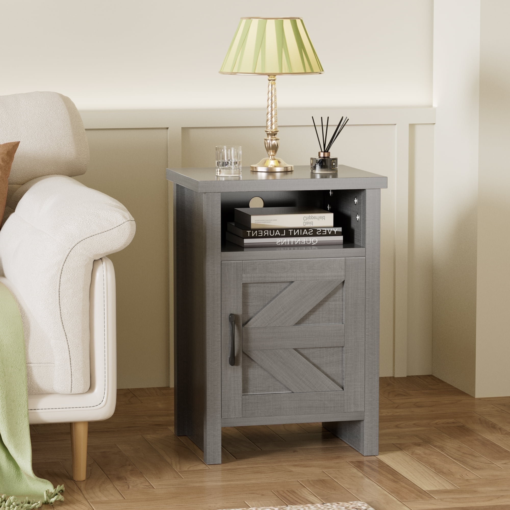 Devoko Farmhouse Waterproof Nightstand, Gray - Walmart Business Supplies