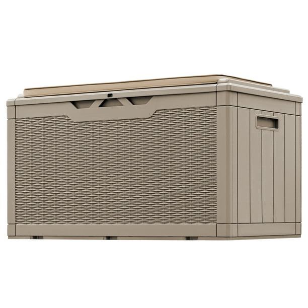 Devoko 100 Gallon Resin Deck Box Outdoor Lockable Storage Bench with ...
